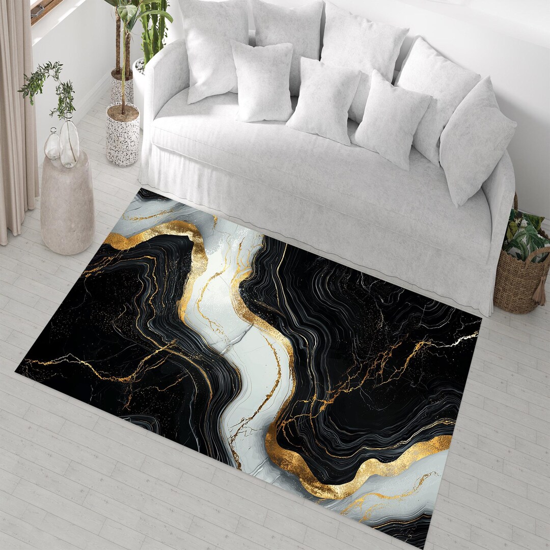 Black and White Marble Rug, Marble Rug, Marble Design Rug, Modern ...