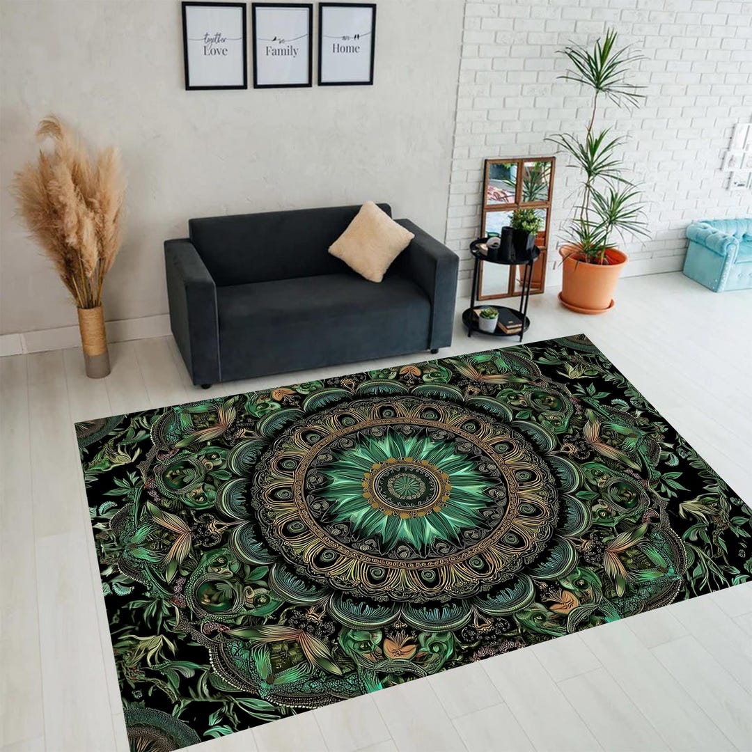 Mandala Pattern Rug, Mandala Rug, Mandala Area Rug, Traditional Style ...