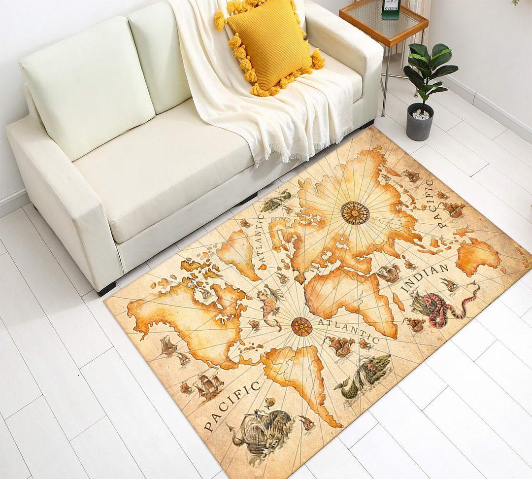 Animals Map, World Map Pattern Rug, Map Rug, Gift for Her, Custom Rug ...