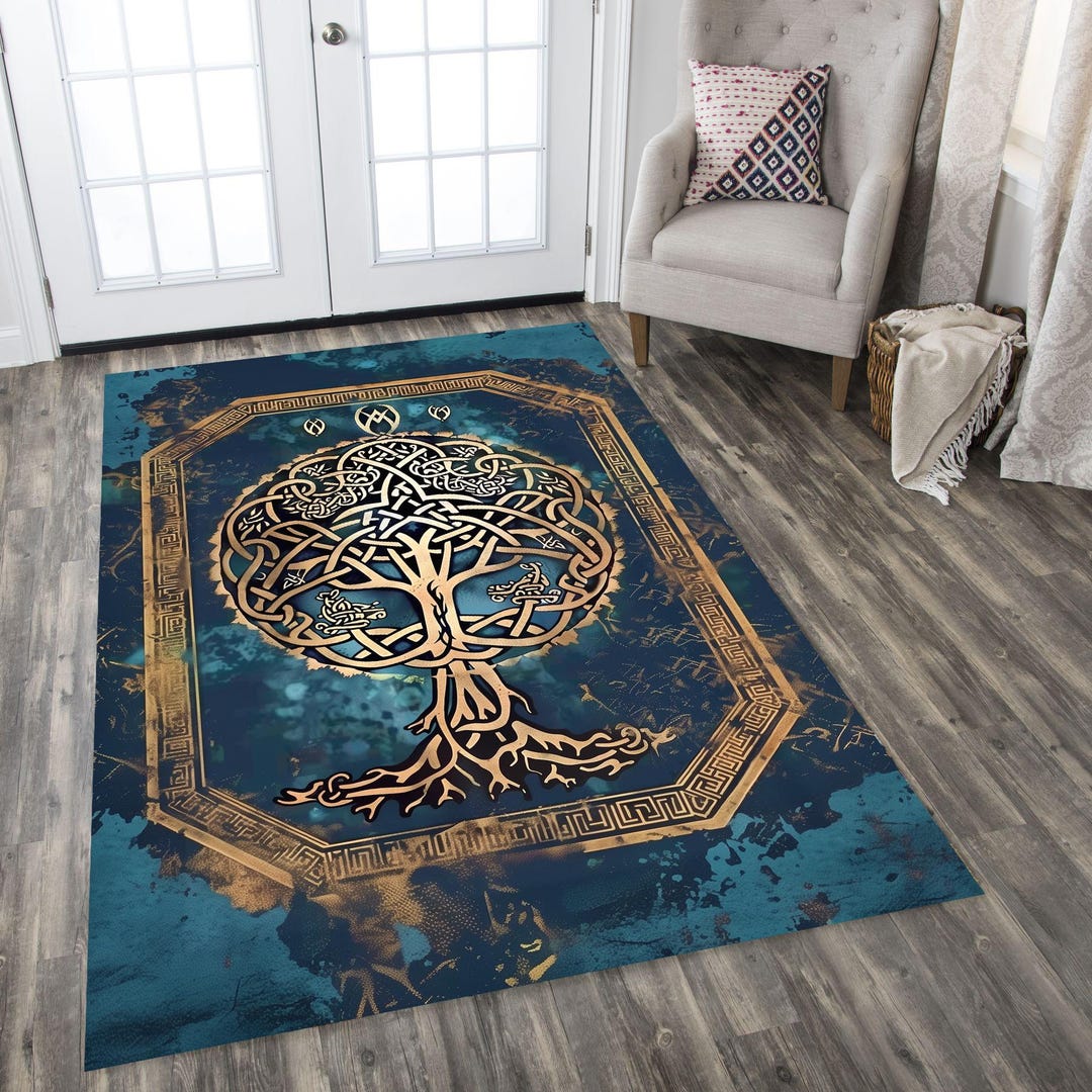 Tree of Life Area Rug: Modern Viking Mythology Decor - Etsy