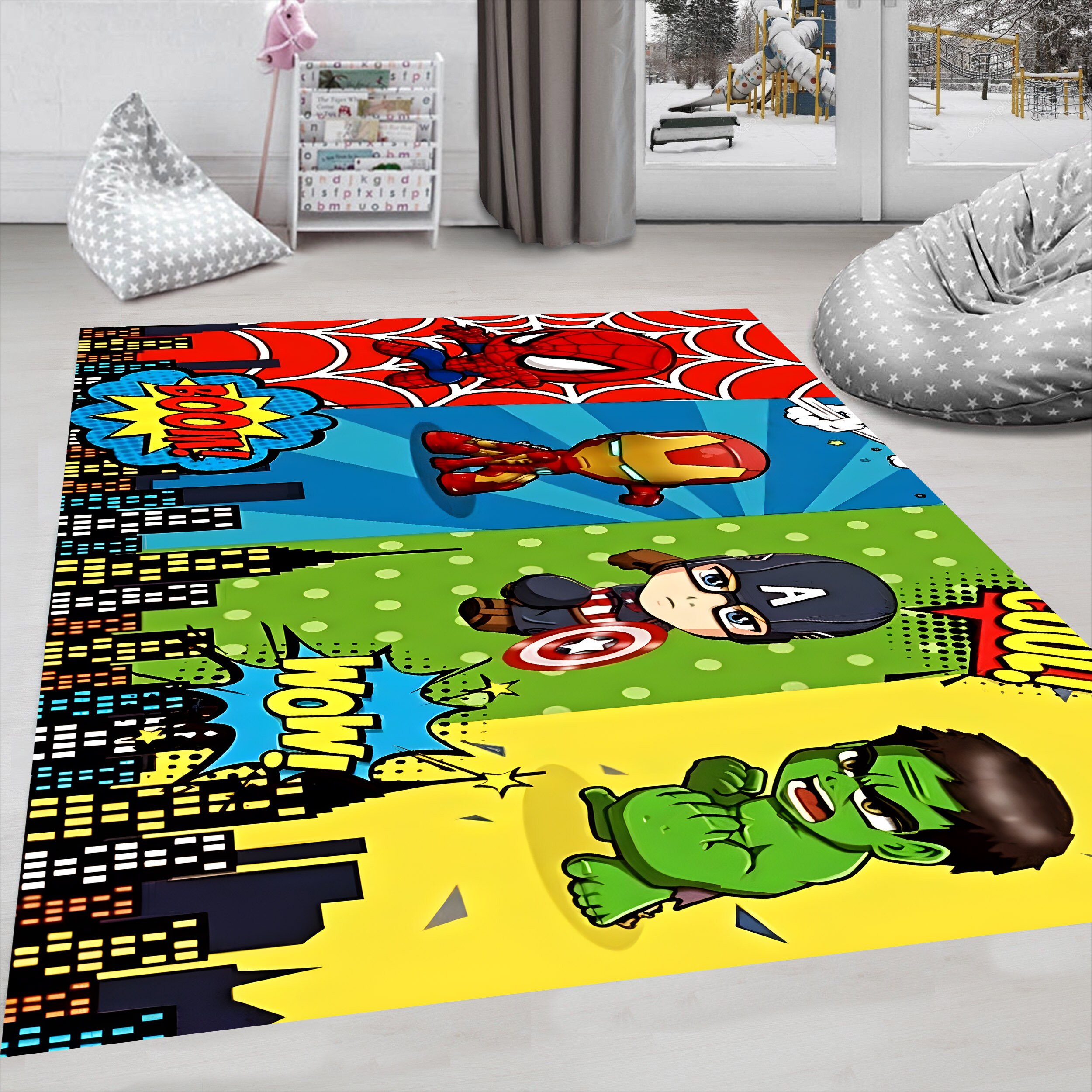 Superhero, Superhero Rug, Hulk Pattern Rug, Spiderman Rug, Kids Room ...