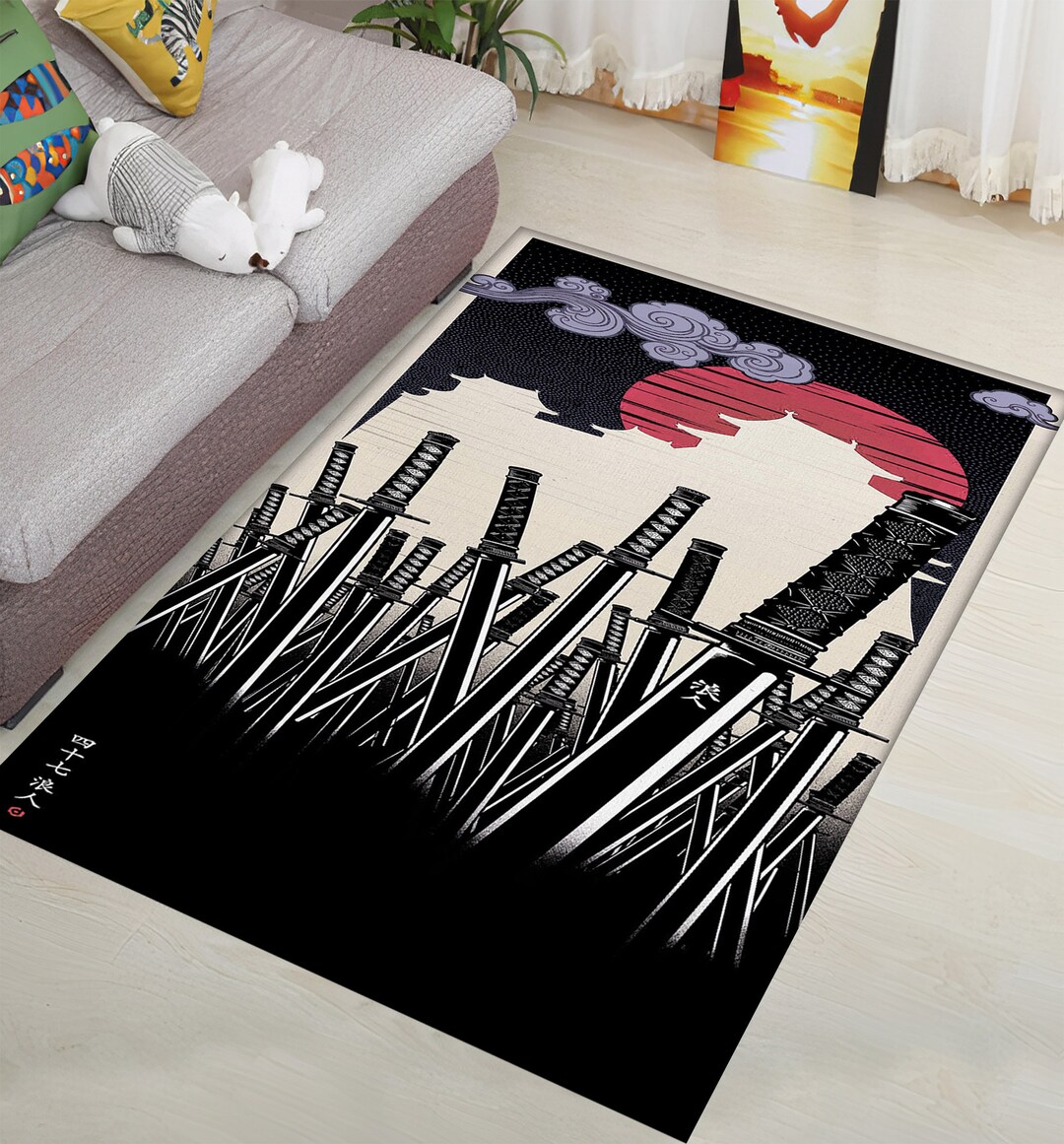 Katana Rug, Ninja Rug, Japanese Theme, Chinese Theme, Knife Rug, Sword ...