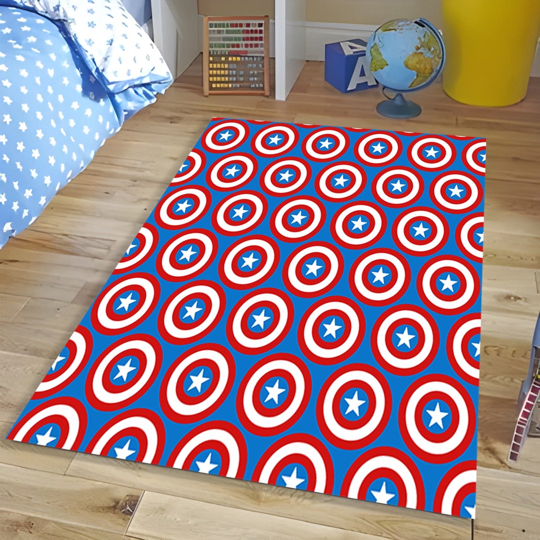 Captain America Rug, Captain America Logo Rug, Superhero Rug, Super ...