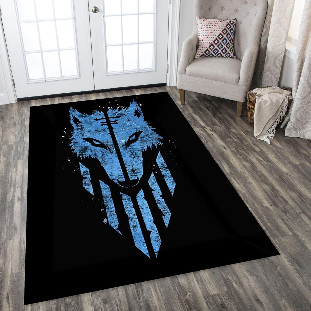 Wolf Pattern Rug, Viking Rug, Wolf Area Rug, Animal Rug, Wolf Rug, Wold ...