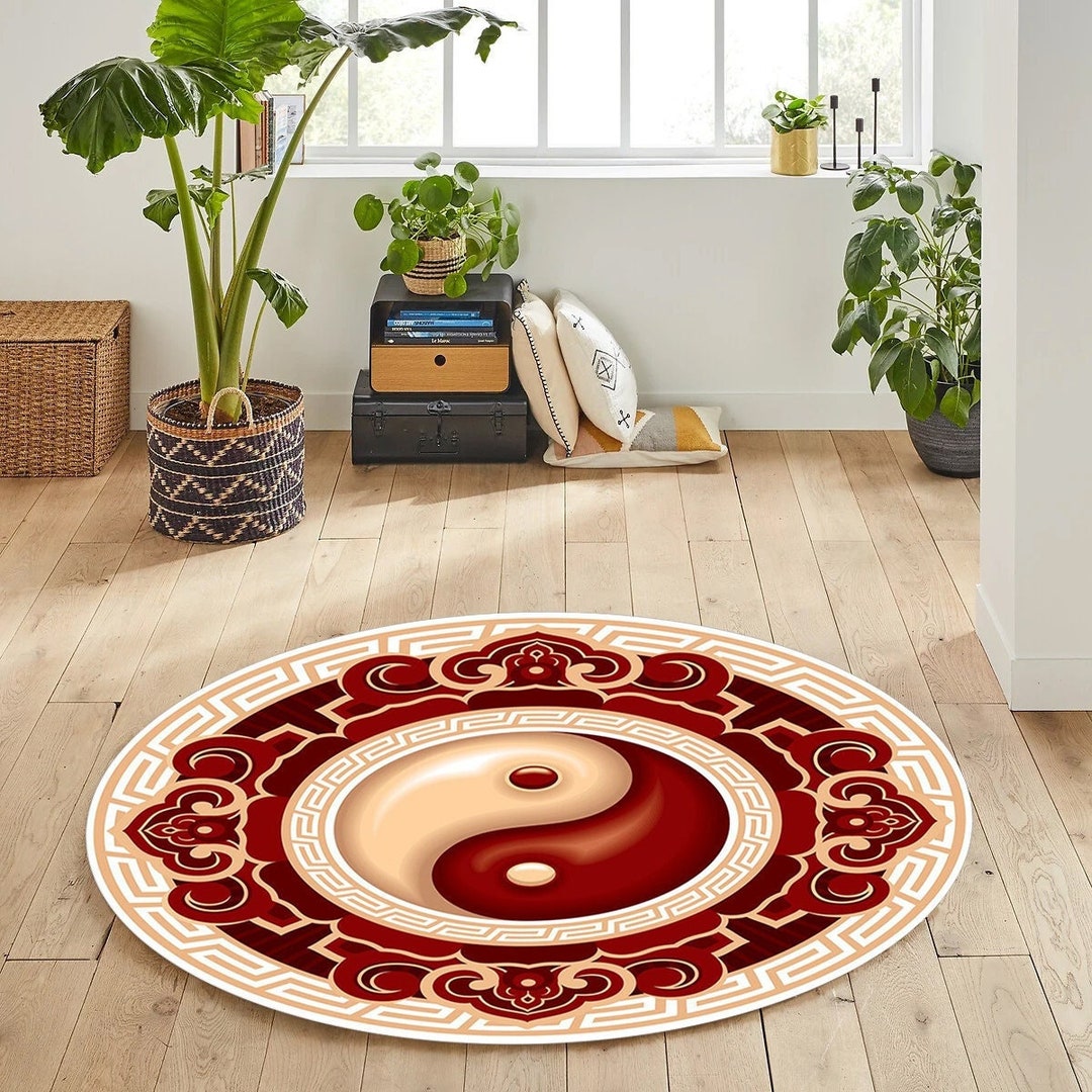 Yin and Yang Round Rug , Bedroom Aesthetics Yin-yang Circle Accent Rug ...