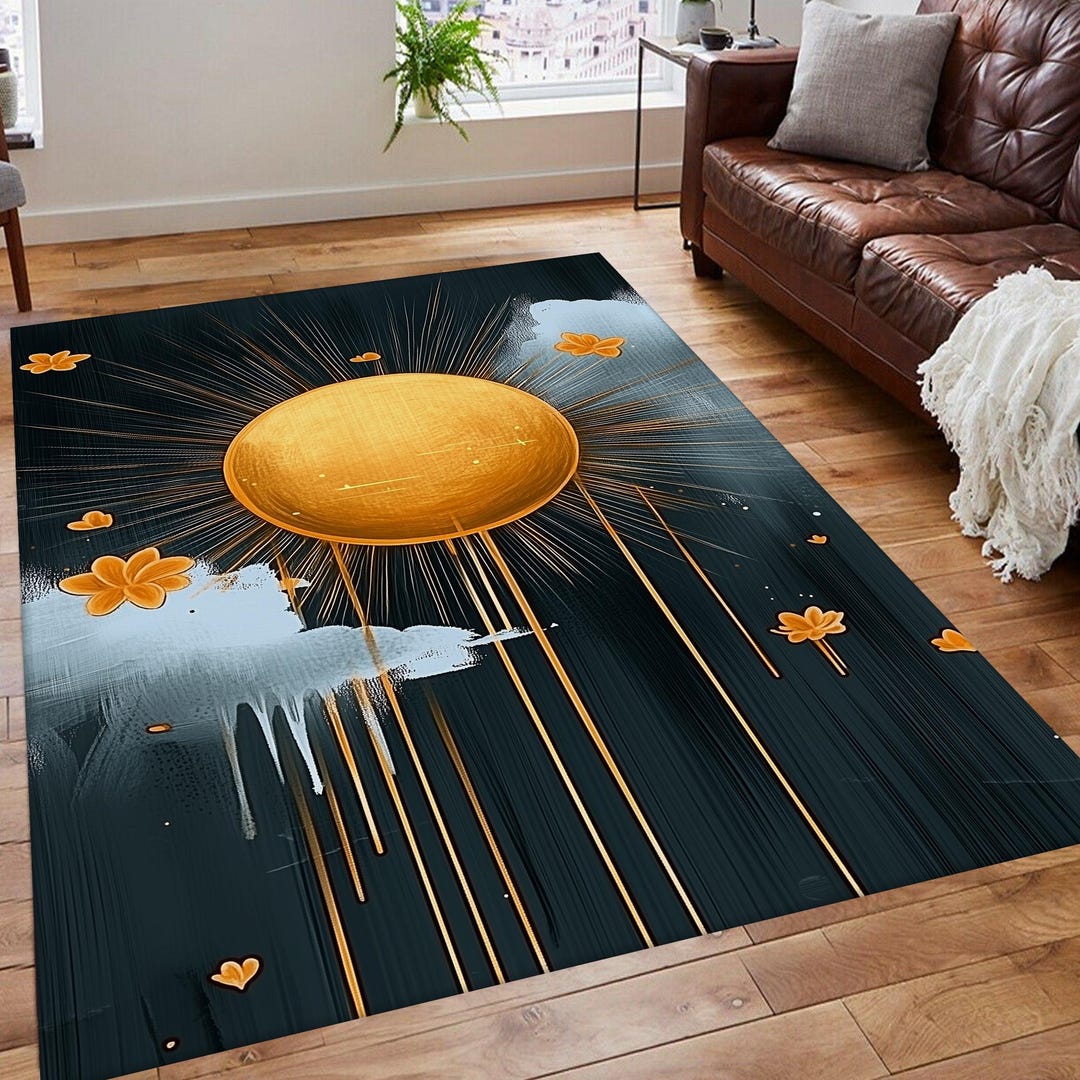 Sun Area Rug, Sun Rug, Sun Themed Rug, Abstract Sun Rug, Celestial Area ...