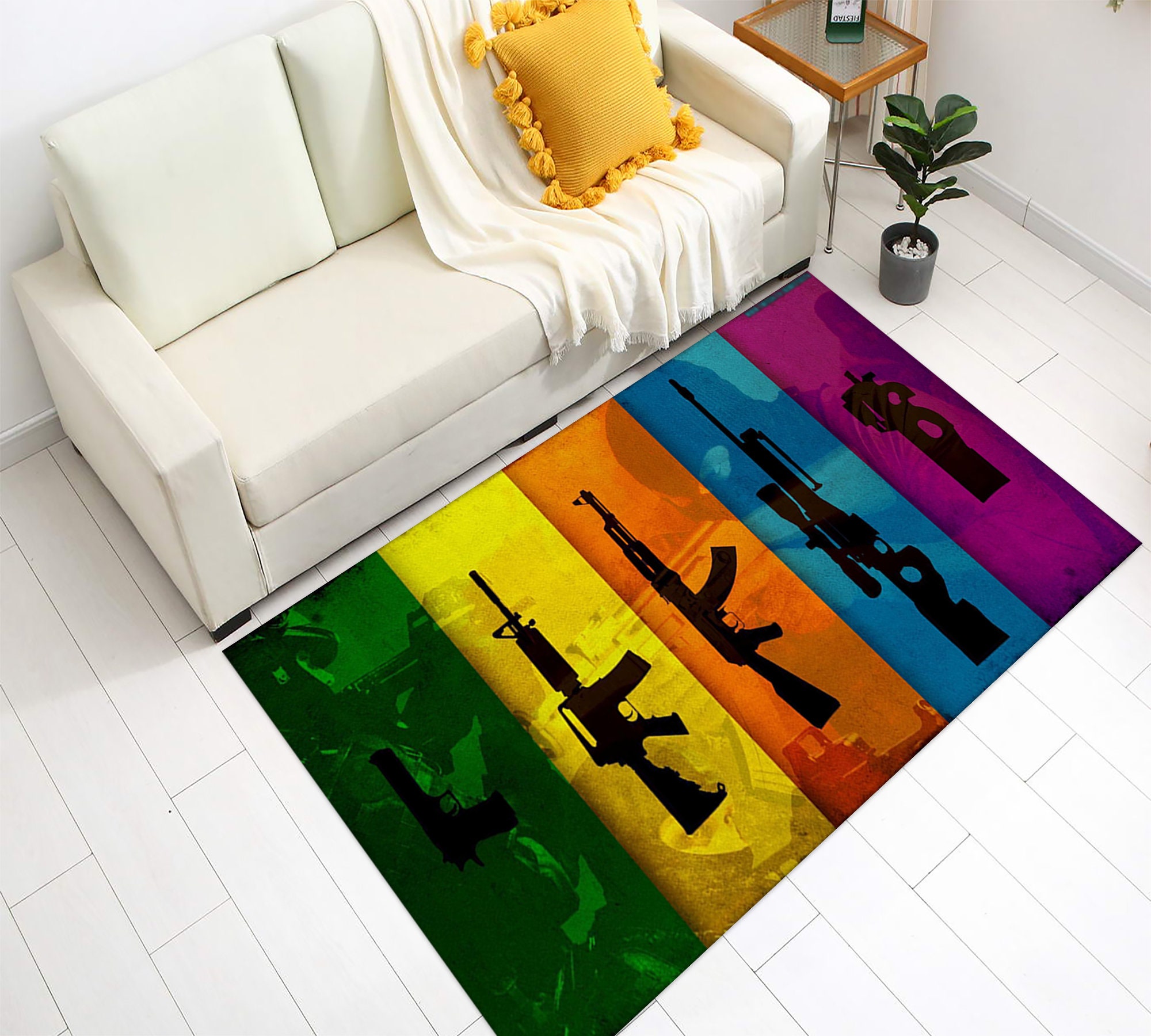 Colorful Gun Rug M416 Rifle Rug, AKM Gun Rug, Shotgun Rug, Game Room ...