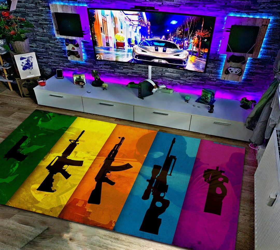 Colorful Gun Rug M416 Rifle Rug, AKM Gun Rug, Shotgun Rug, Game Room ...