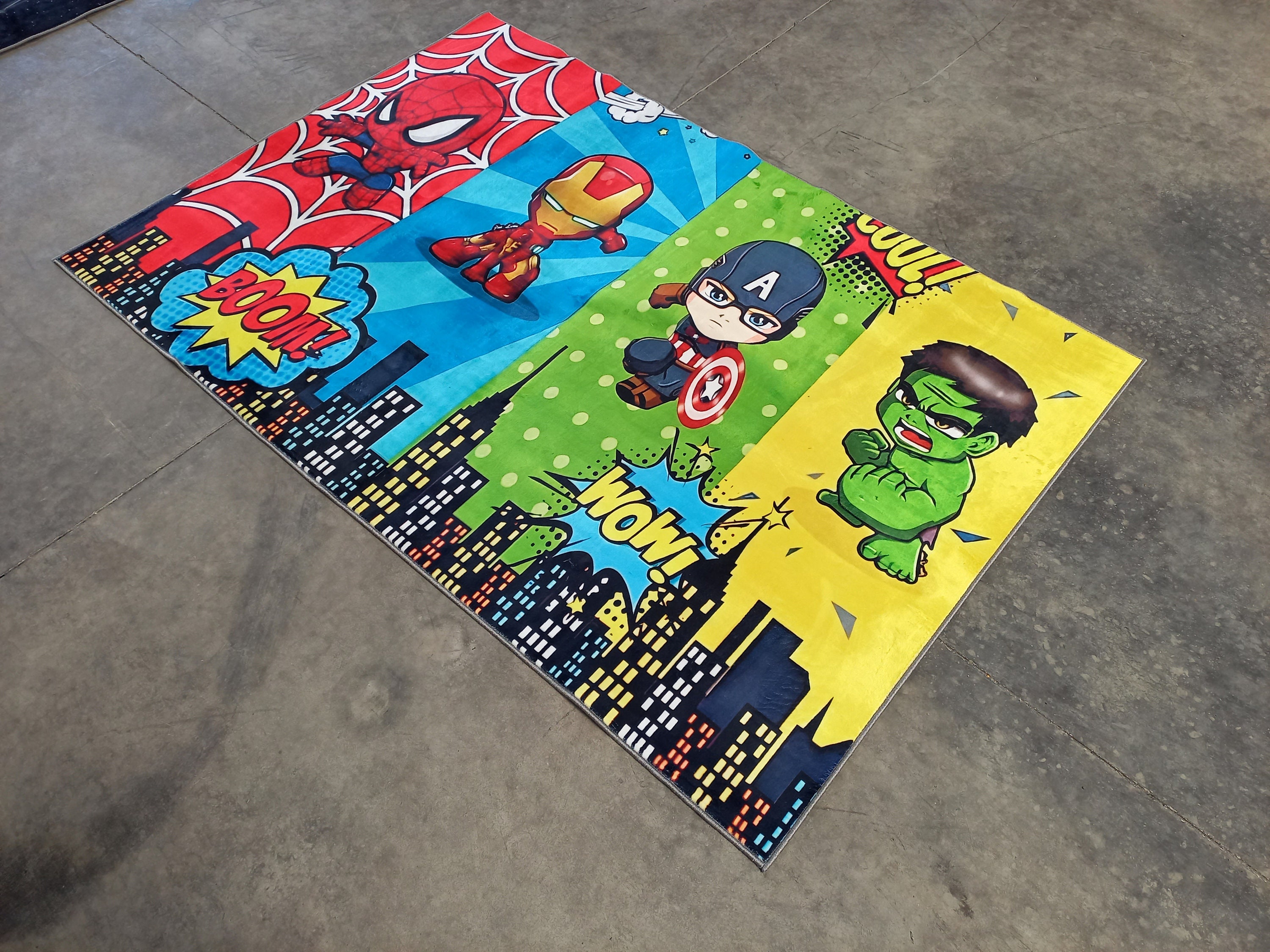 Superhero, Superhero Rug, Hulk Pattern Rug, Spiderman Rug, Kids Room ...
