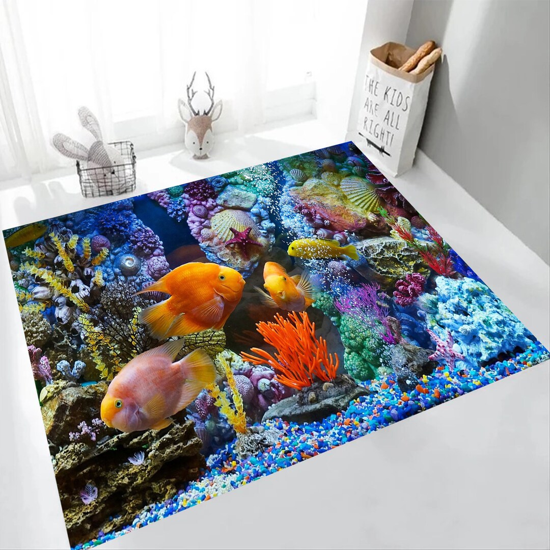 Colorful Fish Rug, Aquarium Rug, Oil Painting Fish Rug, Fish Rug, Hobby ...