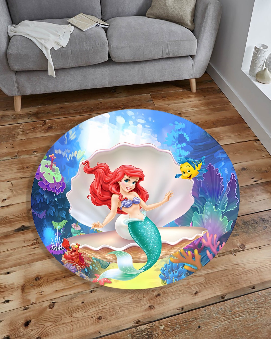 Ariel Mermaid Round Rug: the Little Mermaid Kids Room Decor - Etsy
