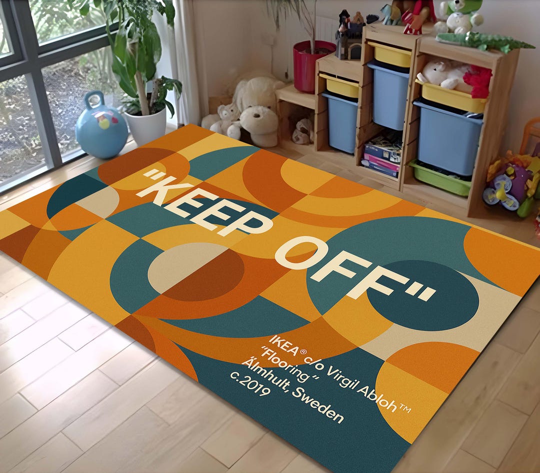 Mid Century Modern "keep Off" Rug: Geometric Retro Design - Etsy