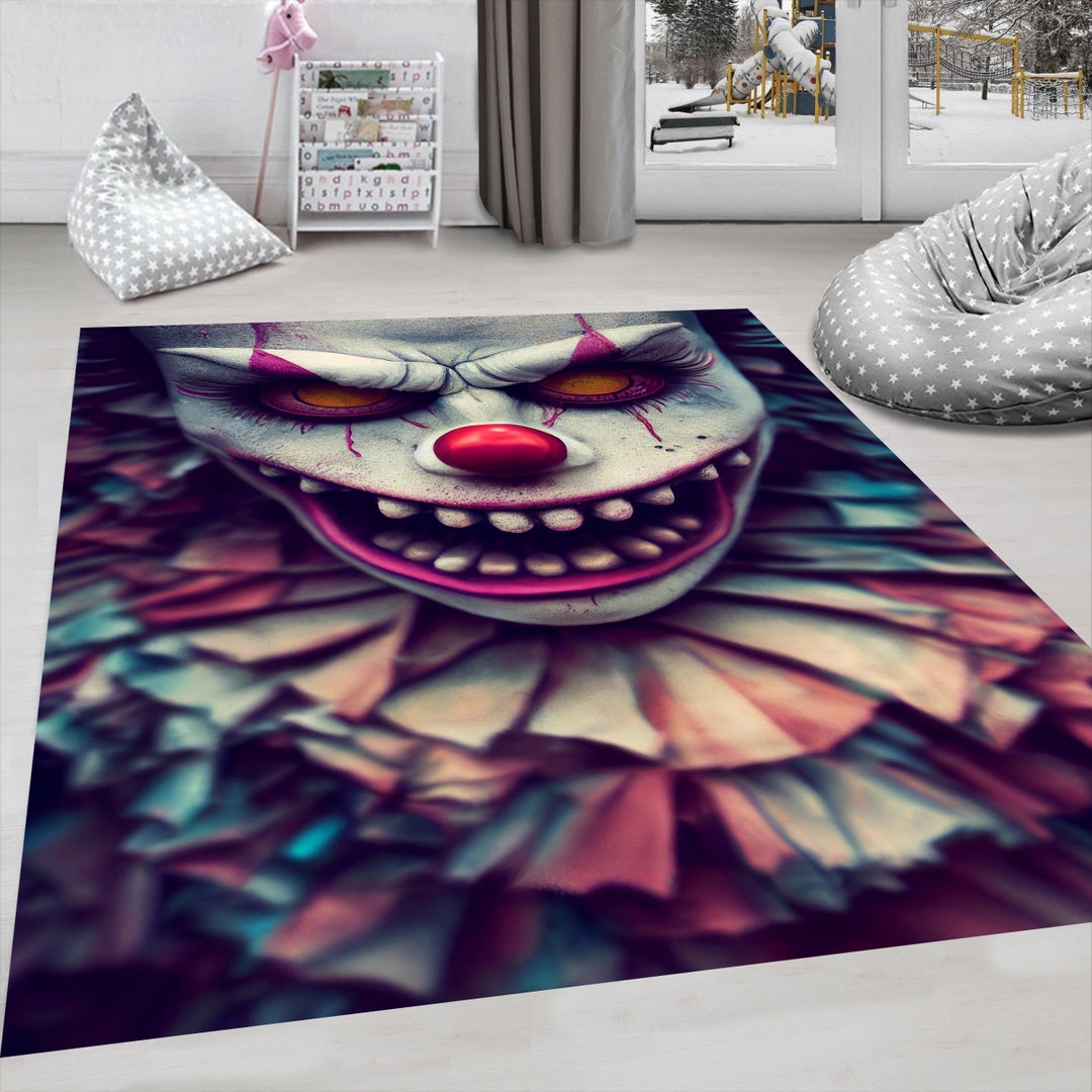 Clown Rug, Portrait Rug, Haunted Rug, Illustration Rug, Horor Rug ...