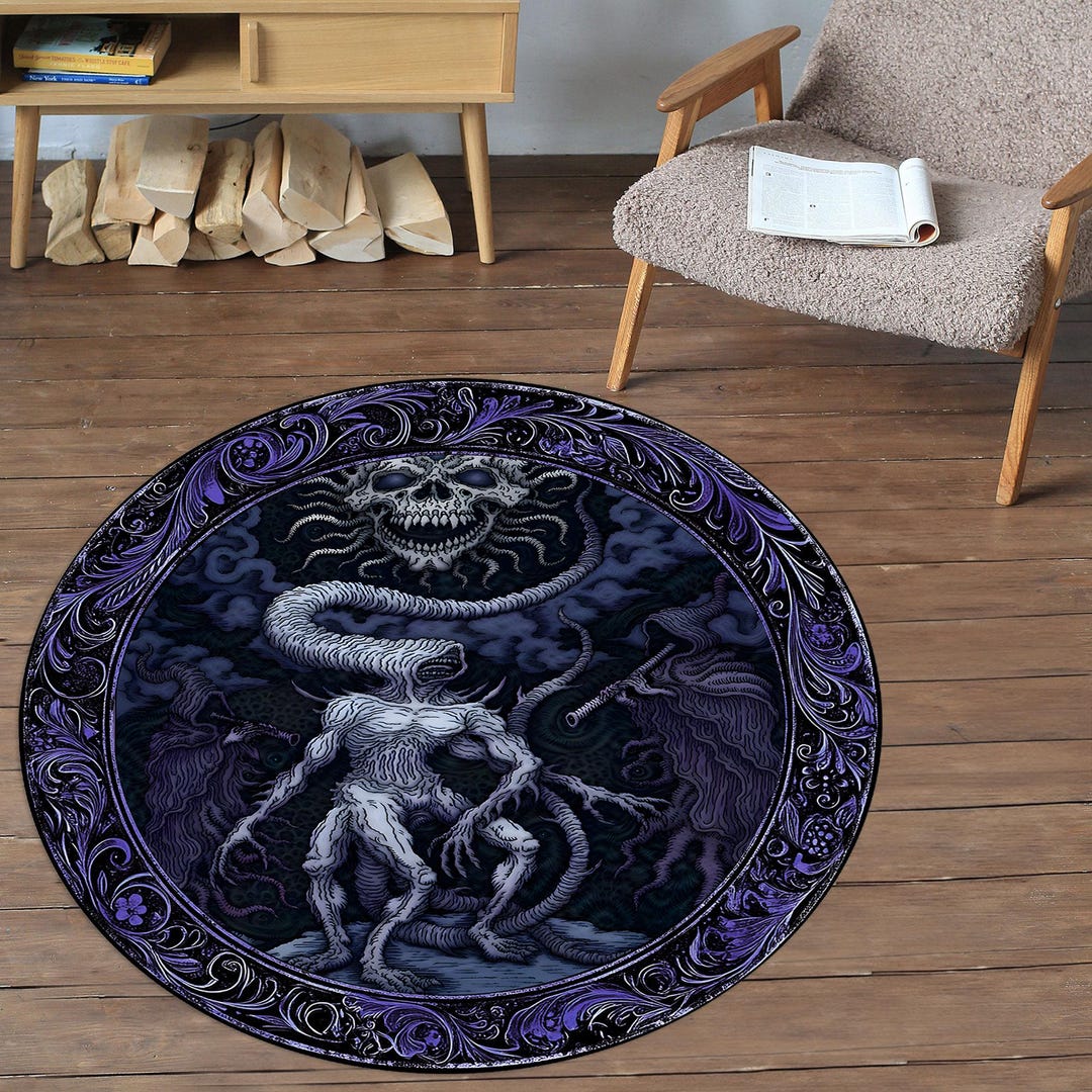 Lovecraft Round Carpet, Lovecraftian Decor, Creepy Round Rug, Lovecraft ...