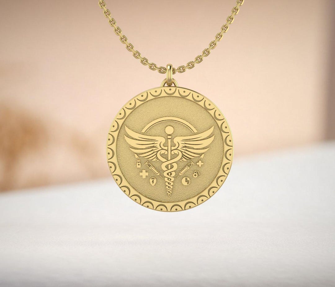 Gold Caduceus Pendant Necklace – 14k Gold-filled Medical Jewelry for ...