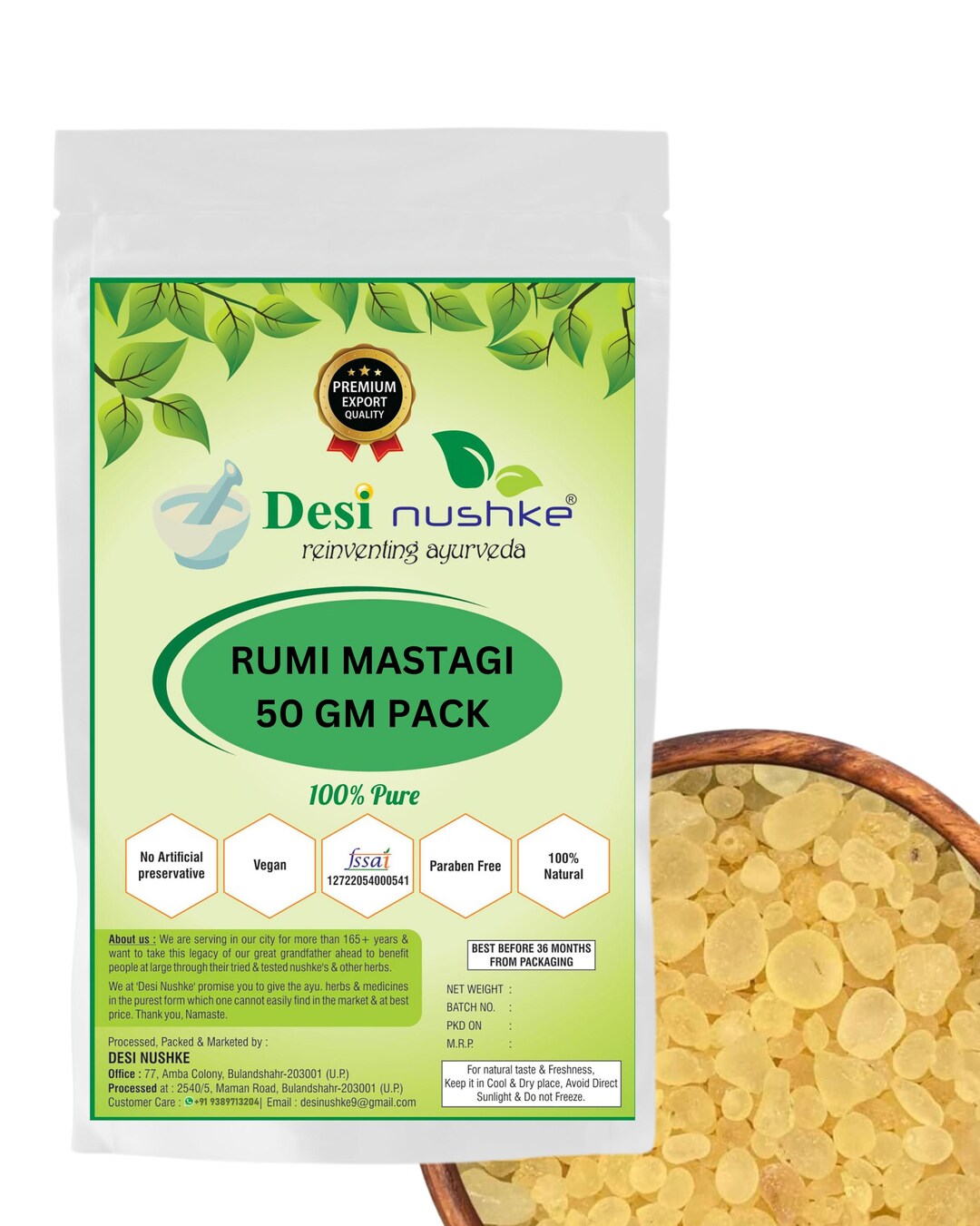 DESI NUSHKE Rumi Mastagi |50 GM| Pure Mastic Gum Tears | Pistacia ...