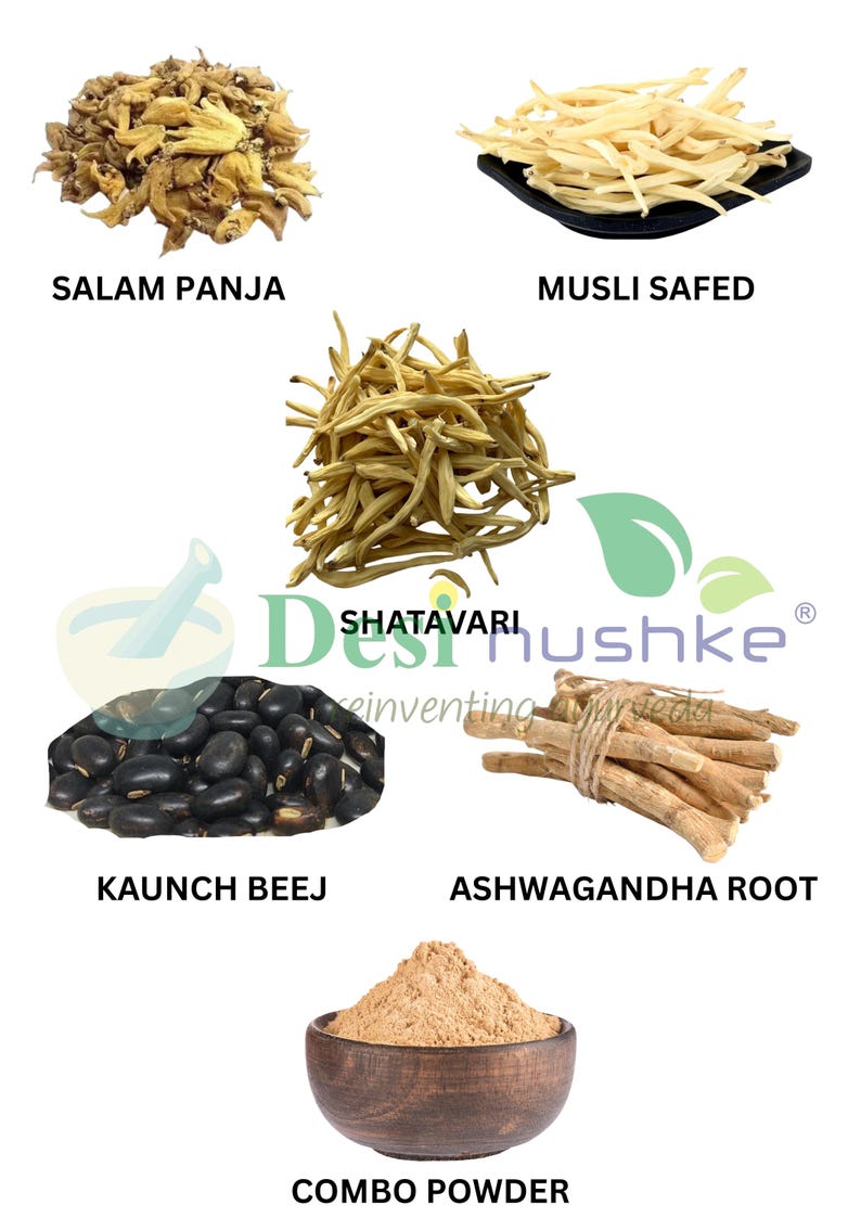 Salam Panja,kaunch Beej,ashwagandha,musli Safed & Shatavari Powder ...