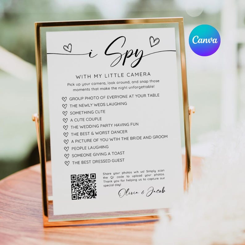 I Spy Wedding Game • Minimalist Reception Photo Hunt • Fun Wedding ...