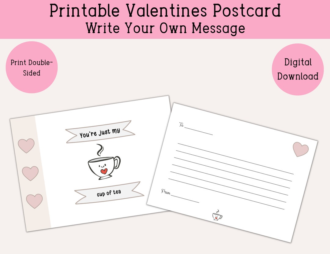 Printable Valentines Postcard | Notecard | Card | Letter | Message | My ...