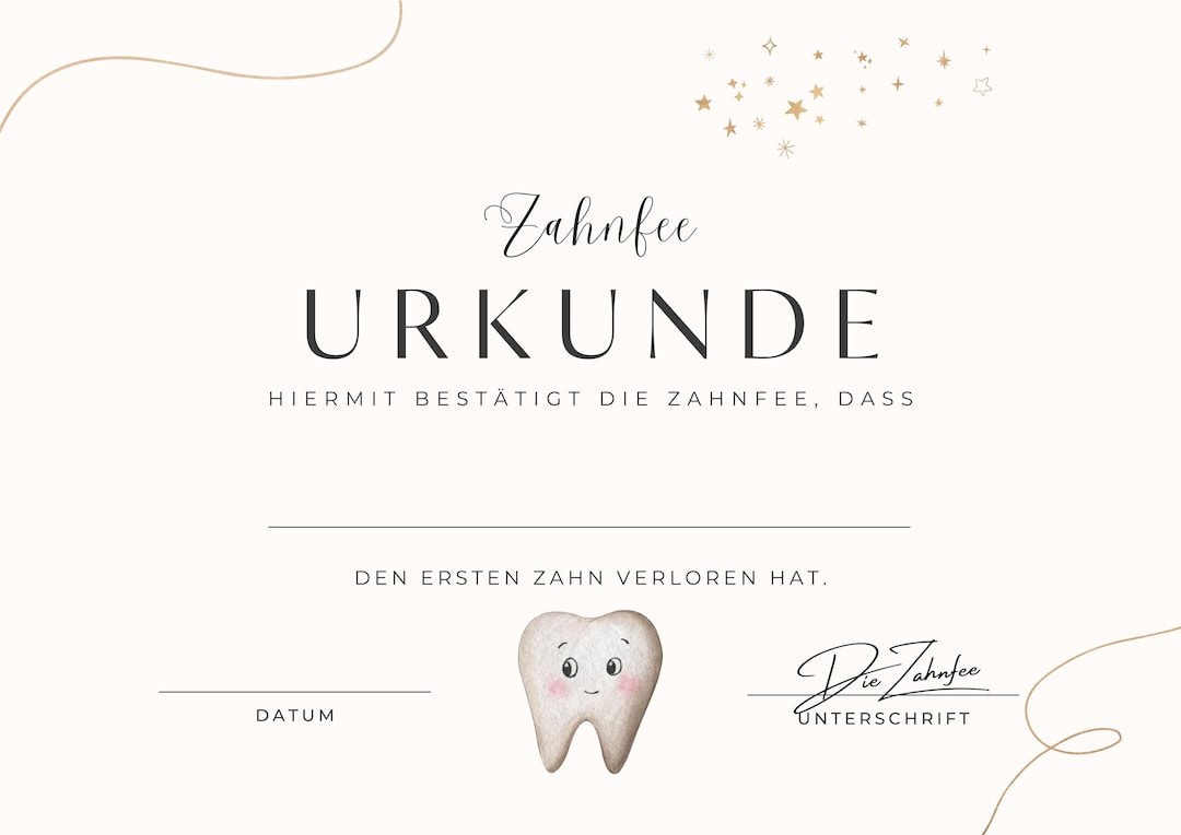 Stilvolle Zahnfee Urkunde Pdf Kostenlos Fotos