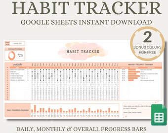 2022 2023 Ultimate Digital Habit Tracker | Google Sheets Spreadsheet ...
