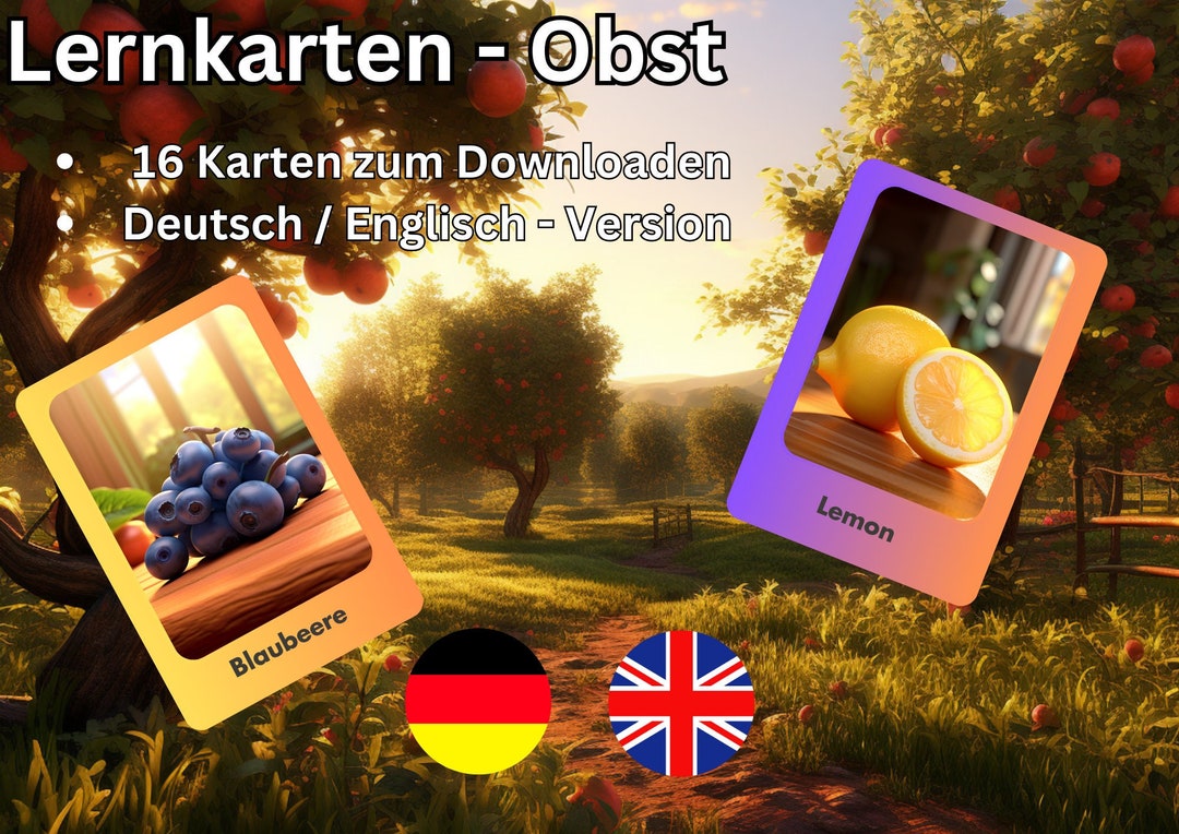 16 Flashcards for Children - Fruit Varieties - Digital Download ...