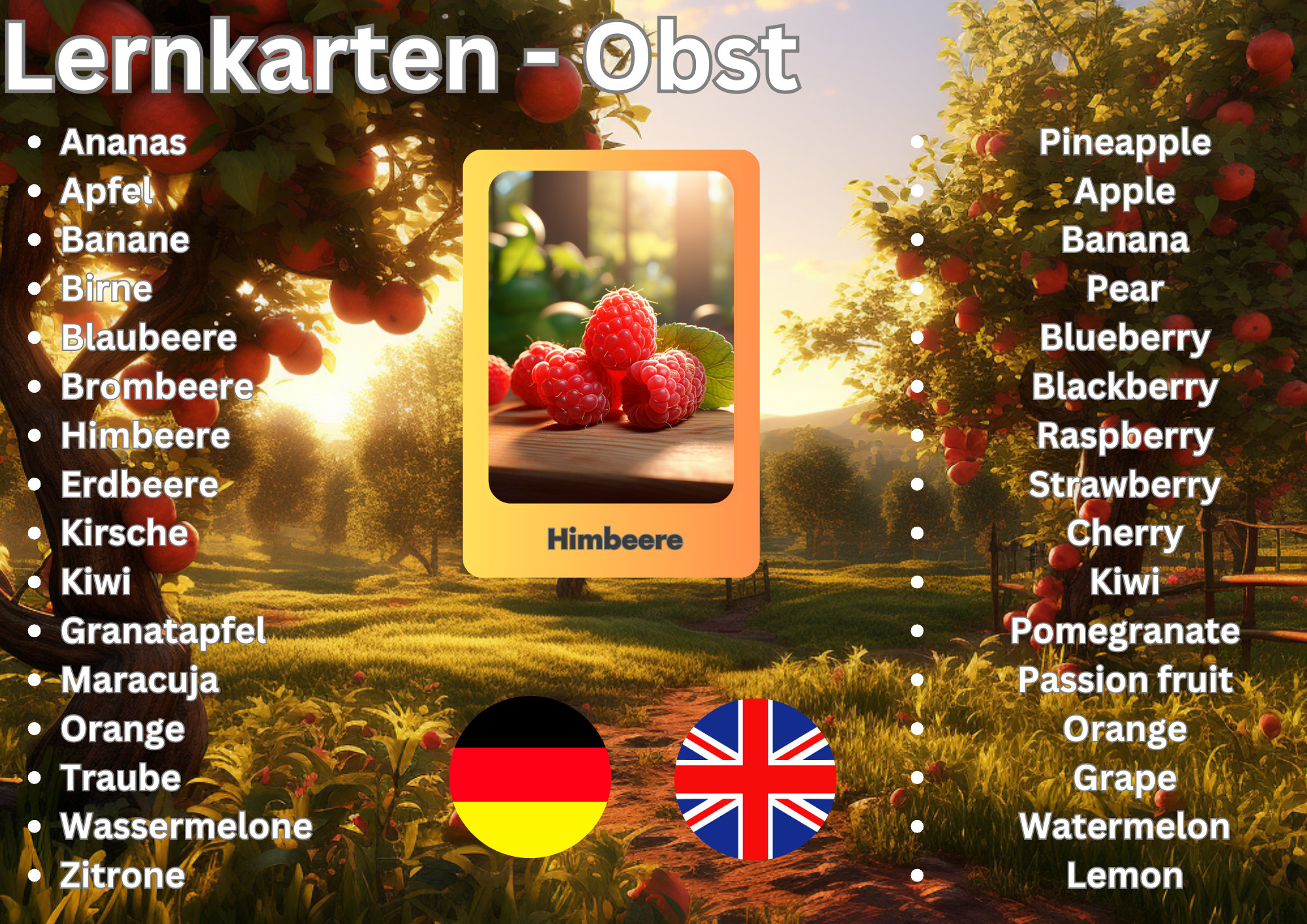 16 Flashcards for Children - Fruit Varieties - Digital Download ...