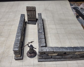 Dungeon Walls & Doors 3D Printed Modular Wall Dnd Gaming Tabletop Cast ...