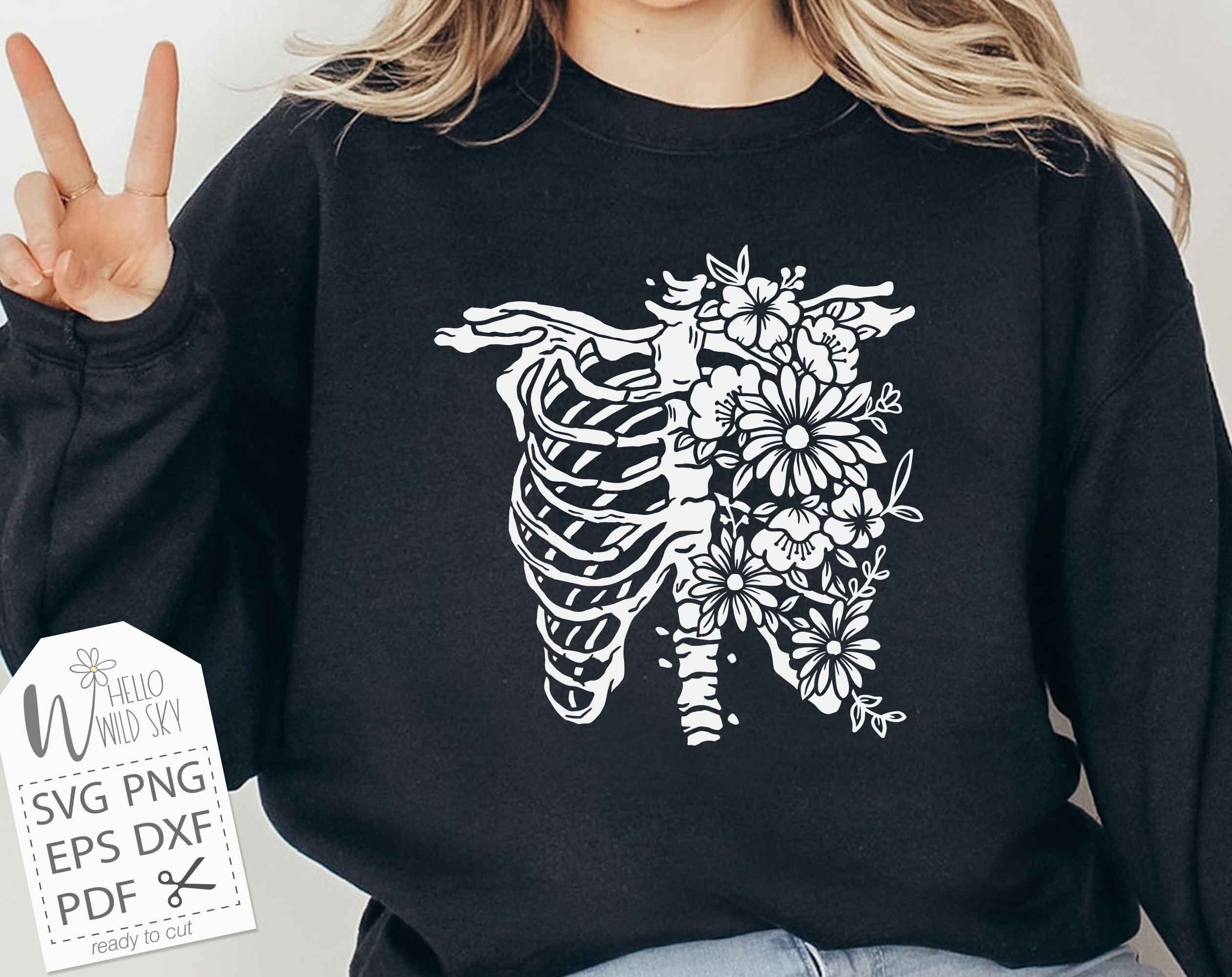 Floral Ribcage SVG, Ribcage Flowers Svg, Skeleton Flower Svg, Ribs Svg ...