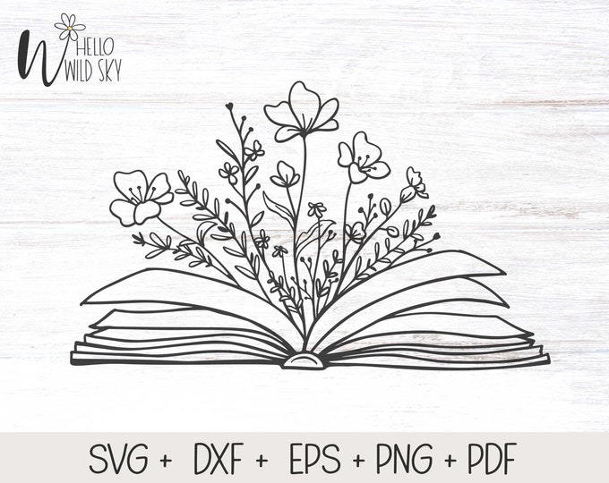 Floral Book SVG / Flowers Growing Out of Book SVG / Cut File / Cricut ...