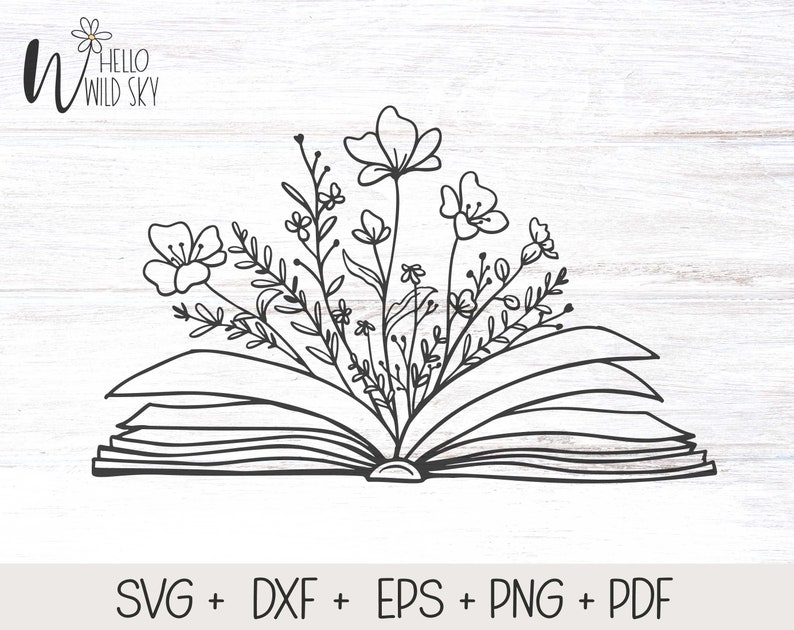 Book SVG Design, Book With Flowers Svg, Book Svg, Wildflower SVG File ...