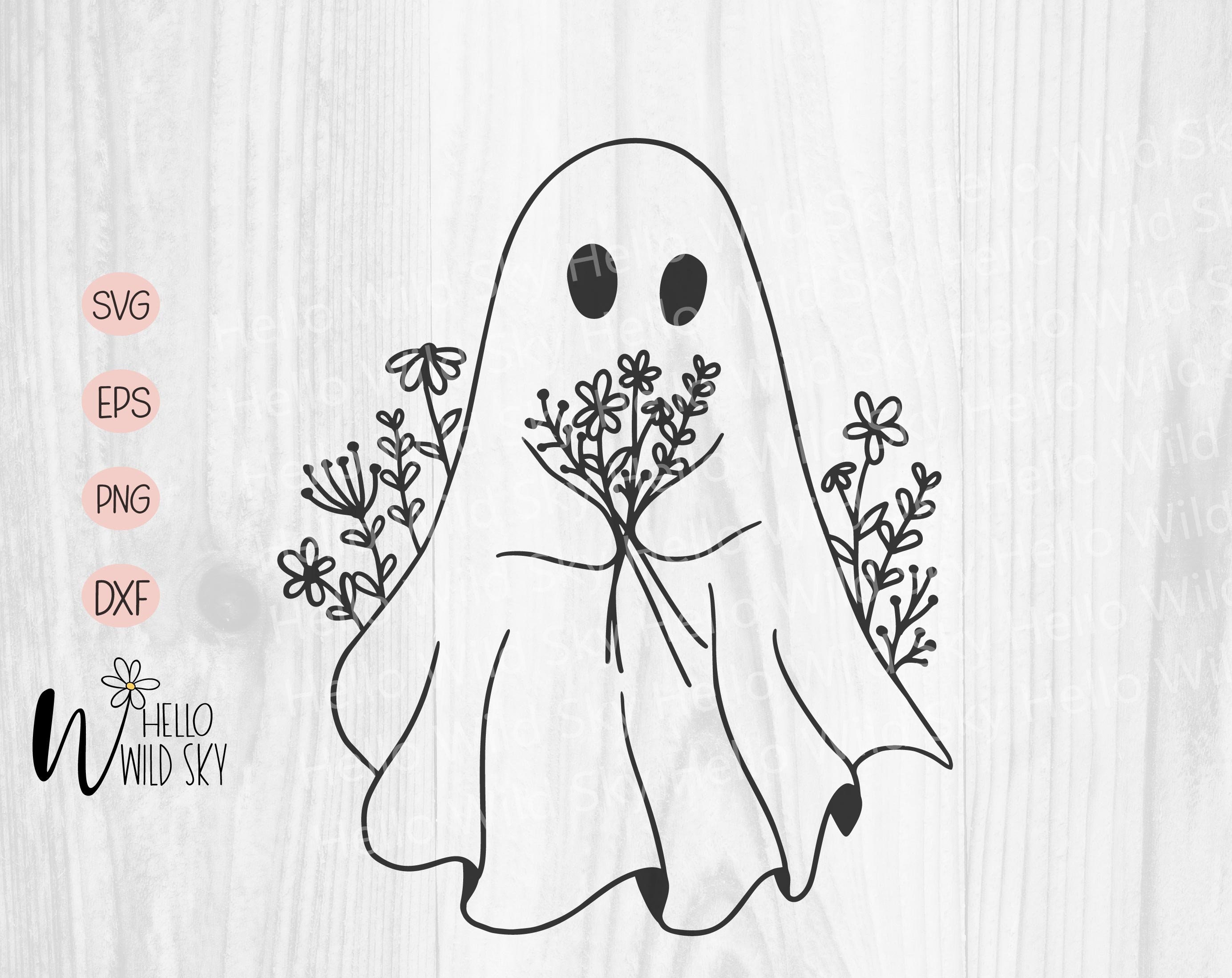 Cute Flower Ghost Svg, Cute Ghost Svg, Flower Ghost Svg-png, Flower ...