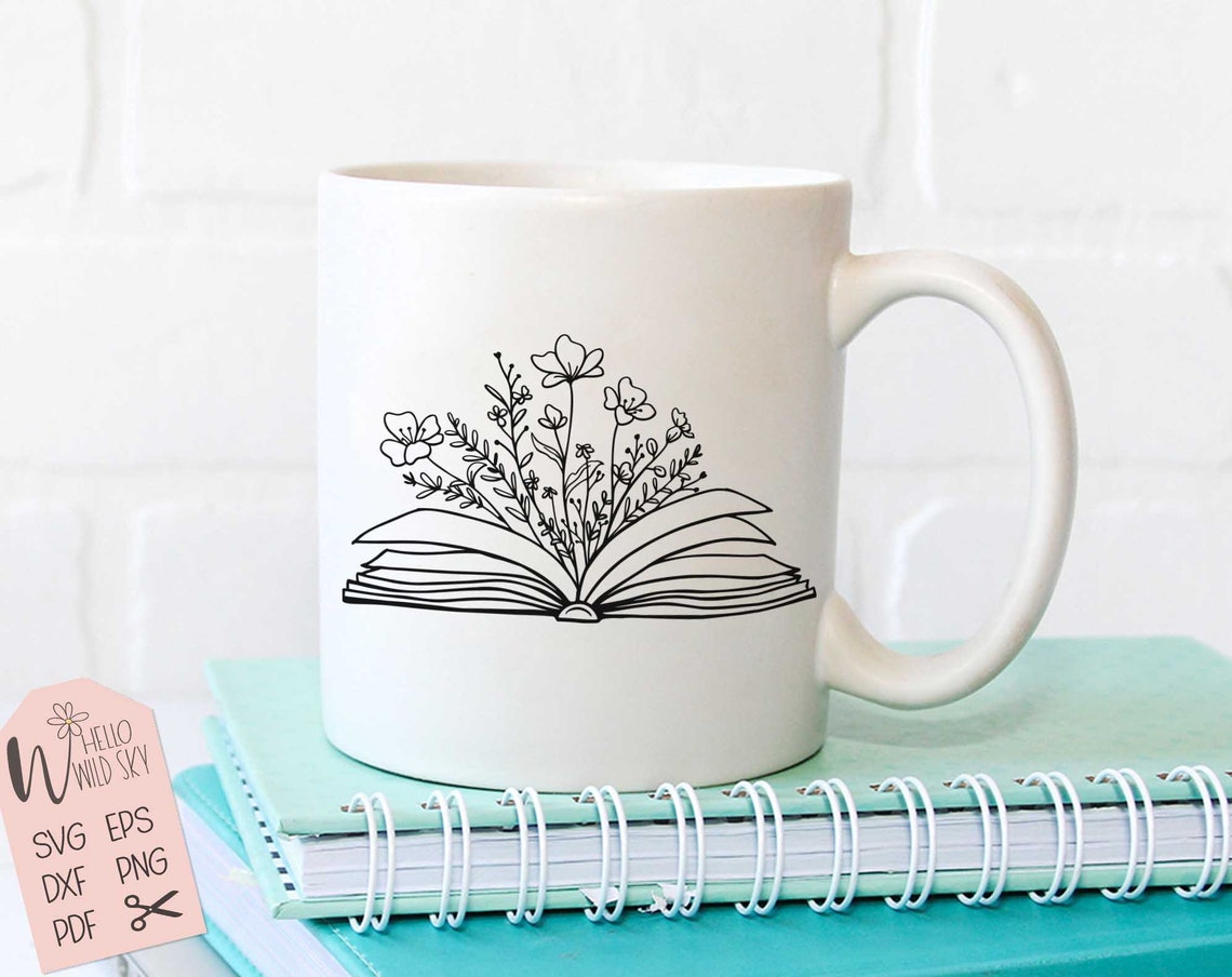 Book SVG Design, Book With Flowers Svg, Book Svg, Wildflower SVG File ...