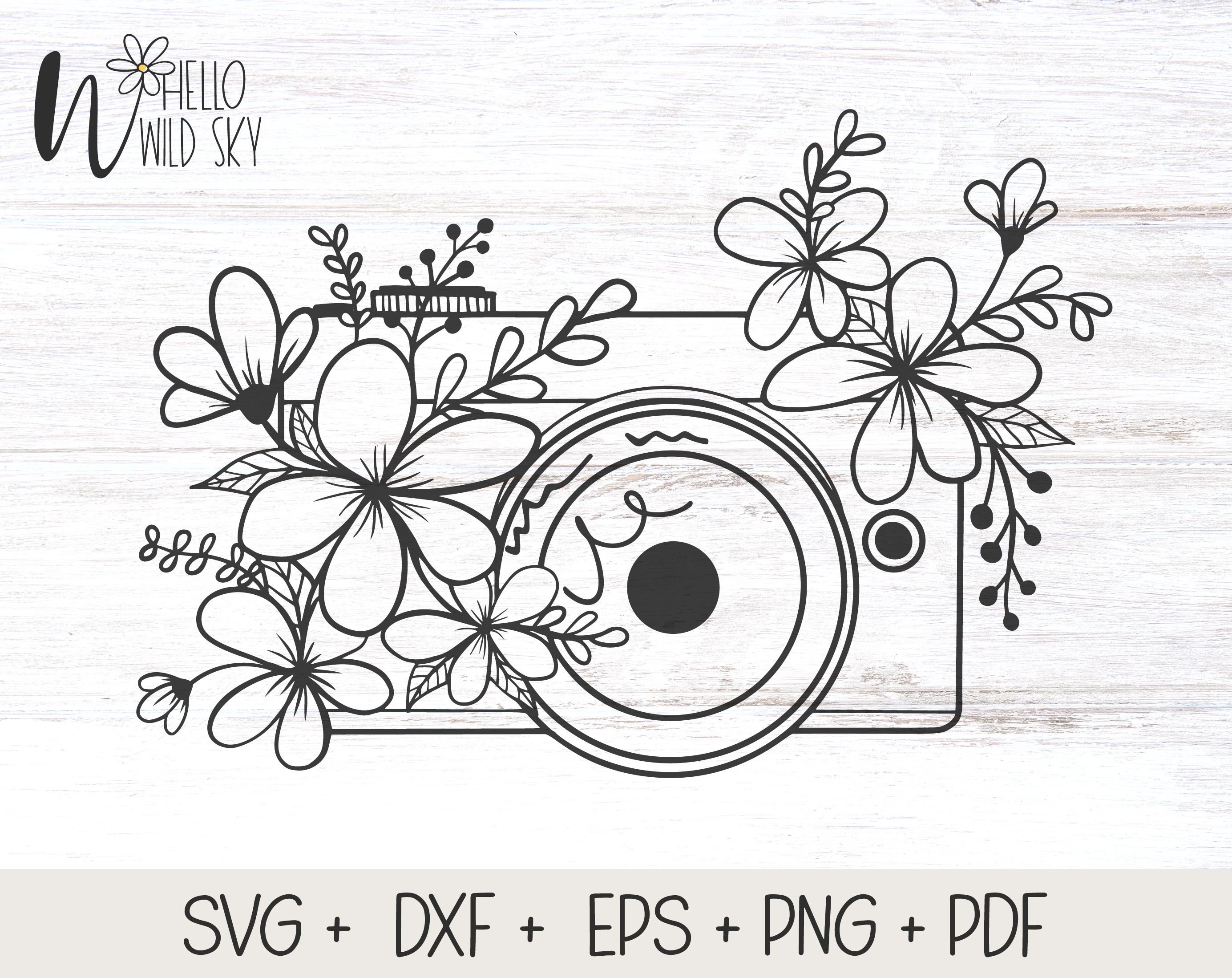 Floral Camera SVG File, Camera Svg, Camera With Flowers Svg, Floral ...