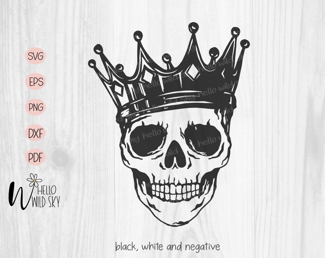 King Skull Crown Svg, Skull With Crown Svg File, Crown Skull Svg, Skull ...