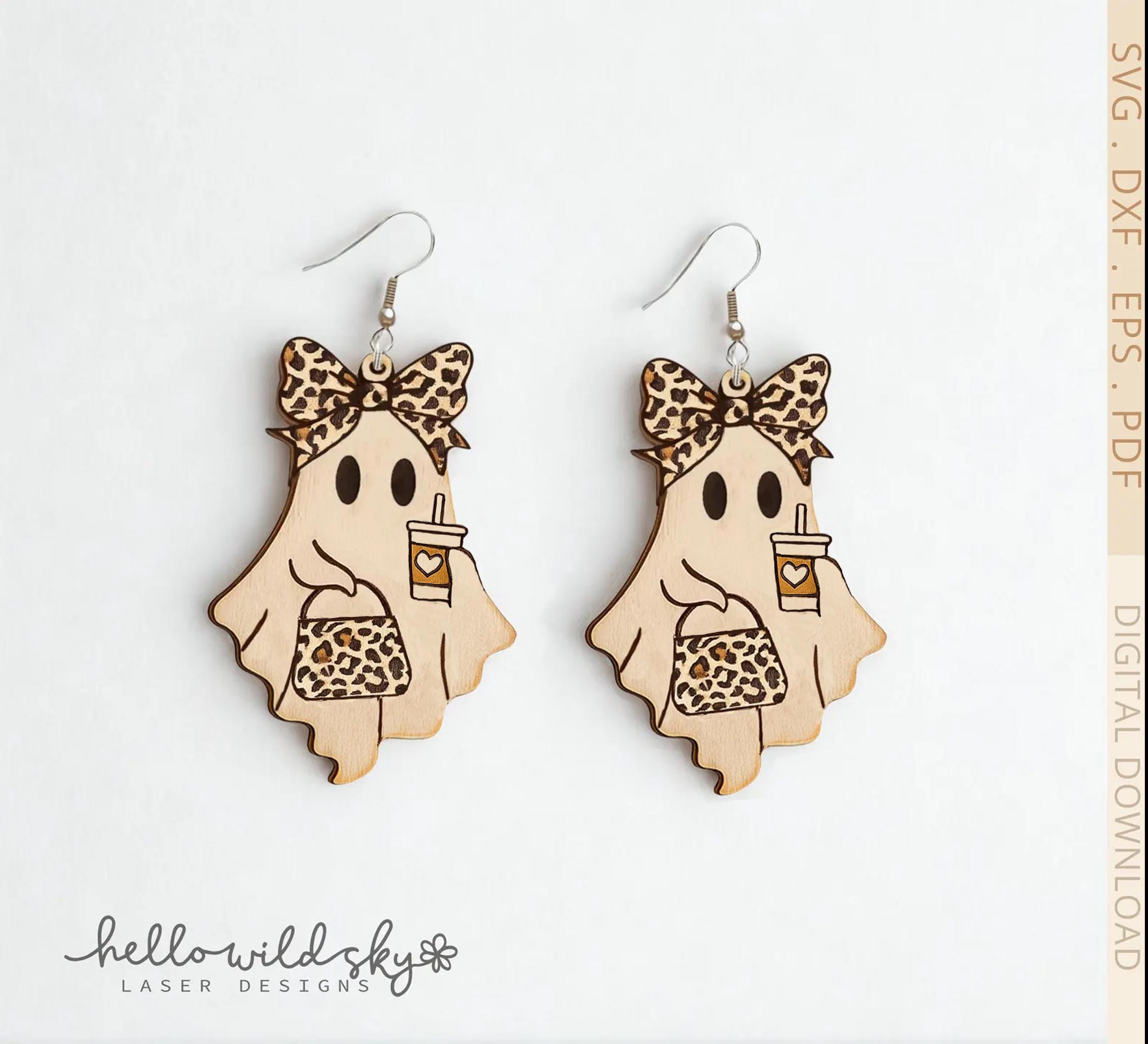 Leopard Ghost Laser Cut Earrings: Halloween SVG File (digital Download ...