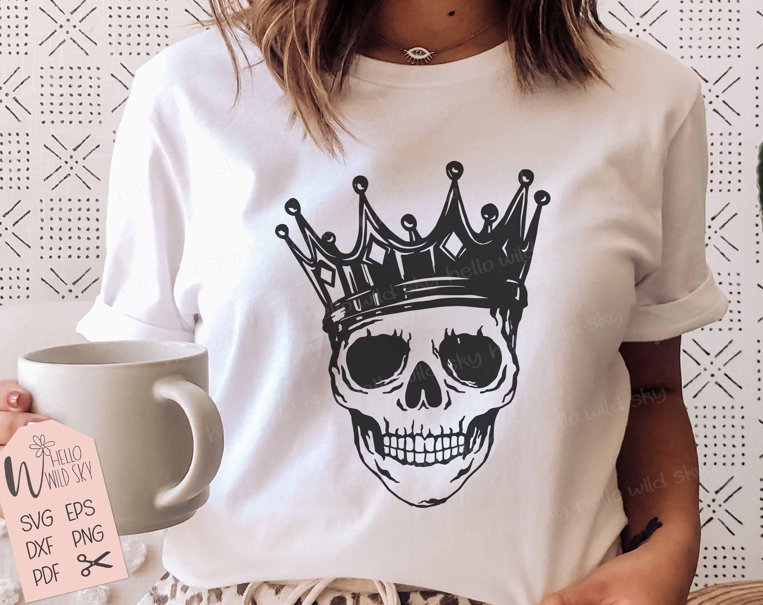 King Skull Crown Svg, Skull With Crown Svg File, Crown Skull Svg, Skull ...
