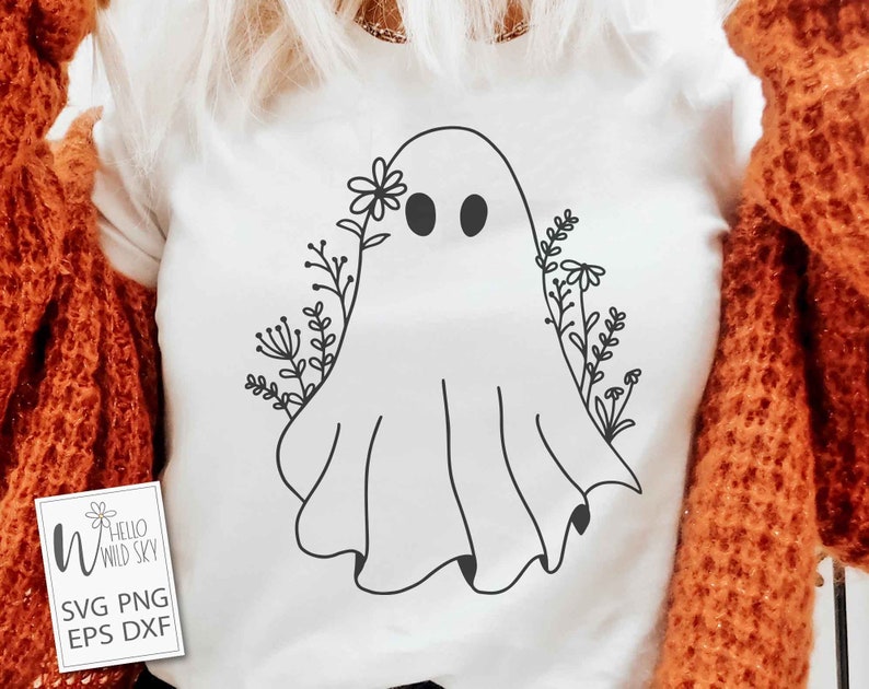 Ghost With Flower Svg, Floral Ghost Svg, Cute Flower Ghost Svg-png ...