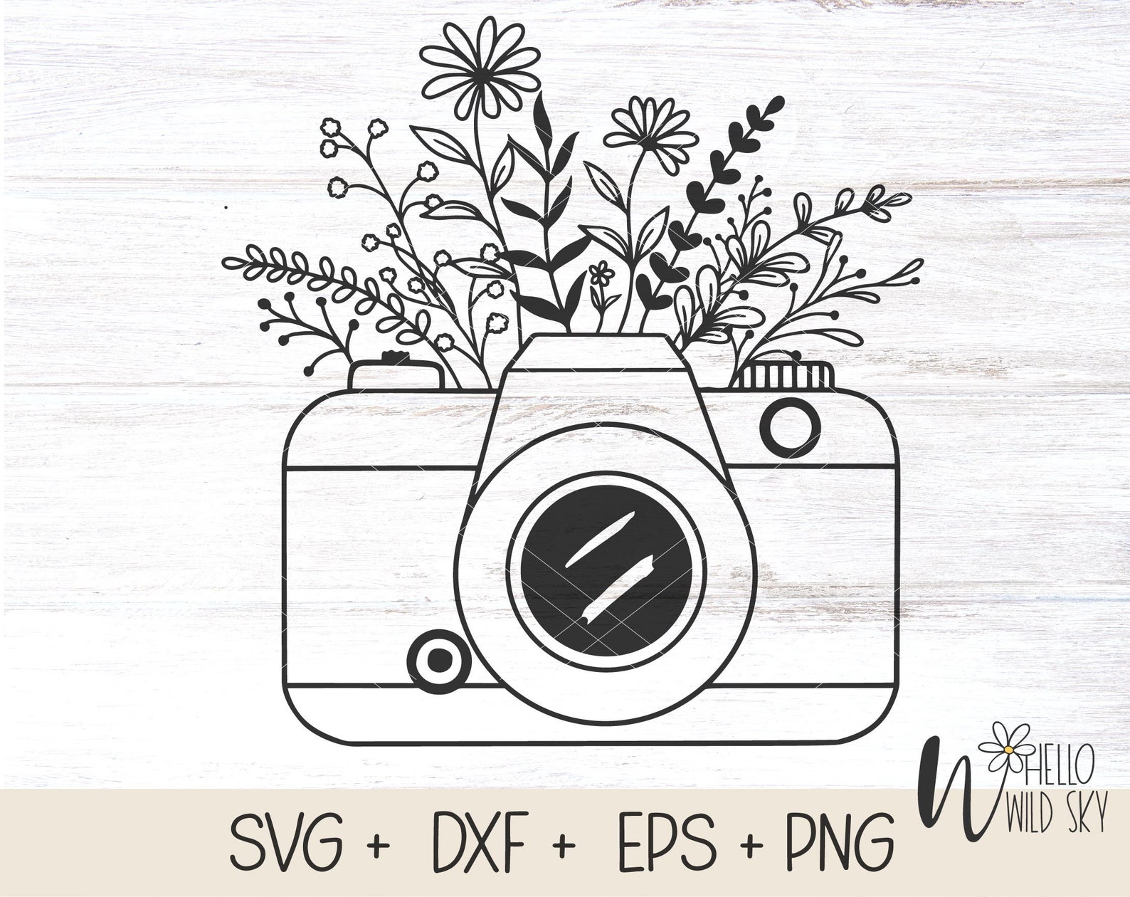 Floral Camera SVG File, Wildflower SVG Camera , Camera With Flowers Svg ...