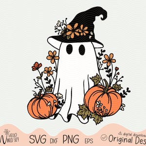 Spooky Ghost, Halloween Svg, Fall SVG, Pumpkins, Leaves SVG, Cute ...