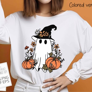 Spooky Ghost, Halloween Svg, Fall SVG, Pumpkins, Leaves SVG, Cute ...