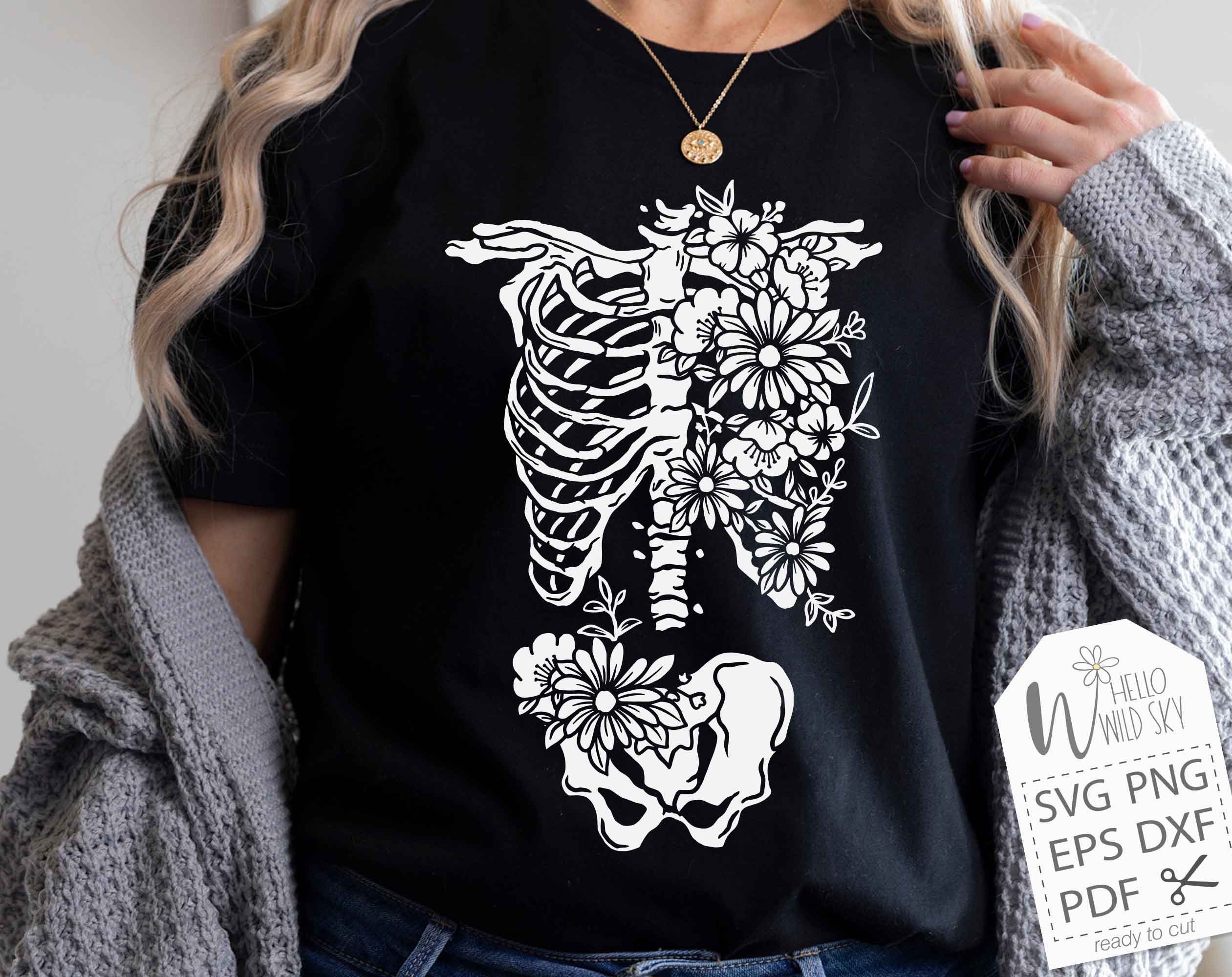 Skeleton SVG File, Floral Ribcage SVG, Ribcage Flowers Svg, Skeleton ...