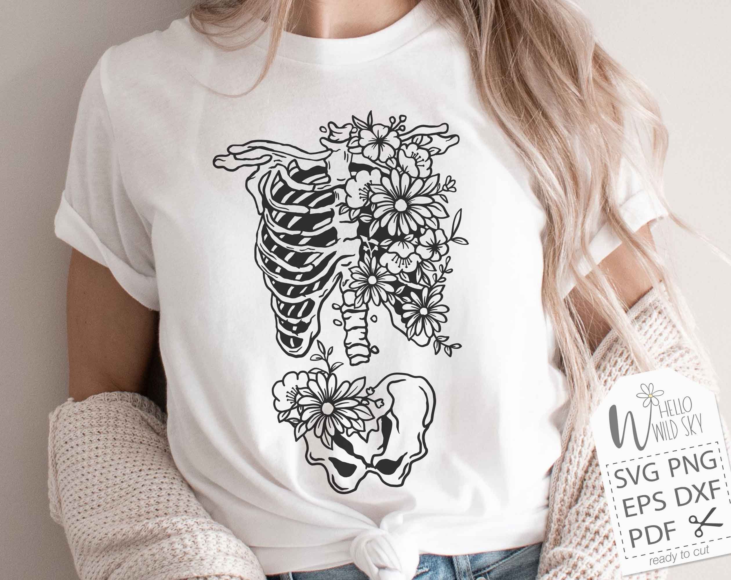 Skeleton SVG File, Floral Ribcage SVG, Ribcage Flowers Svg, Skeleton ...