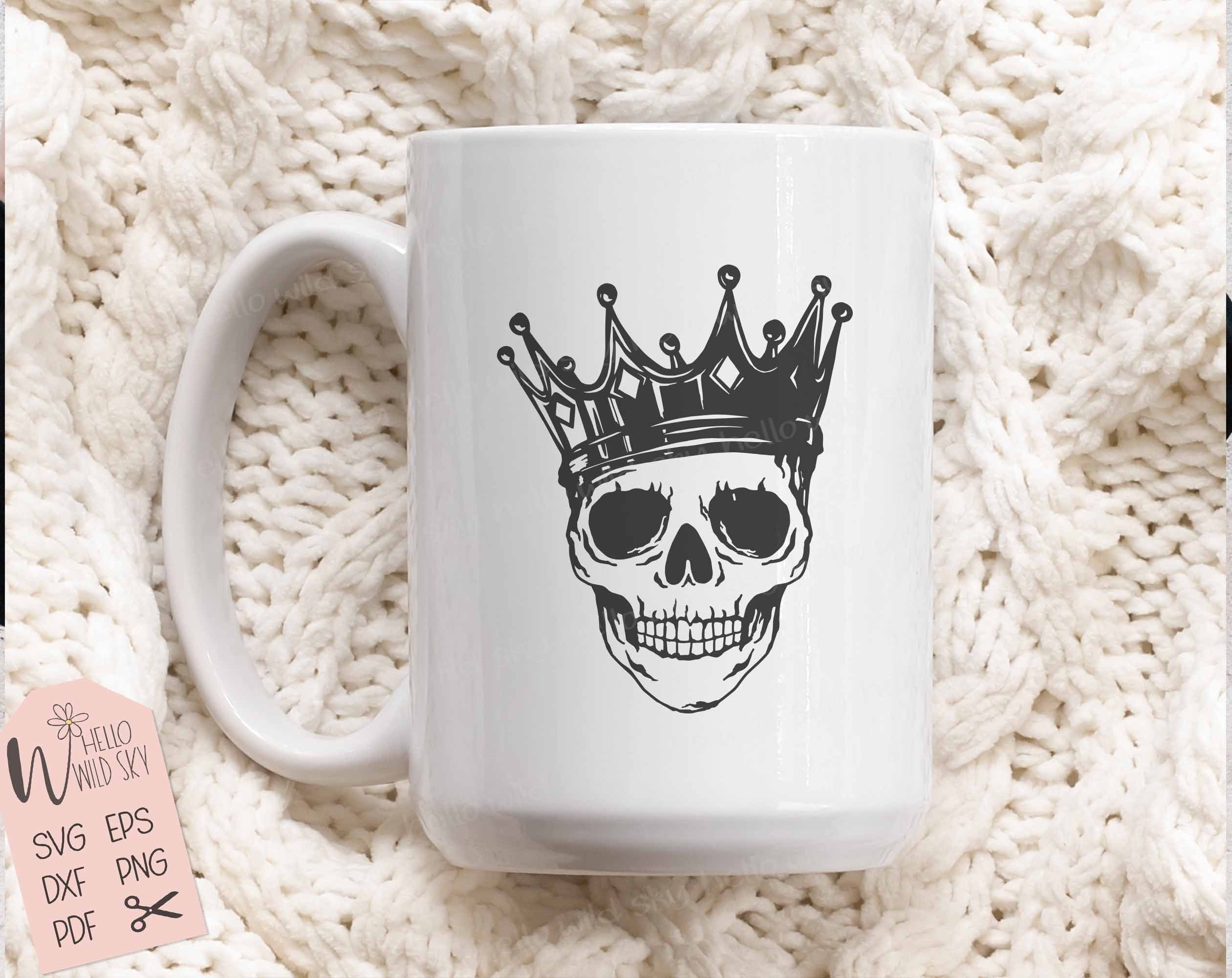 King Skull Crown Svg, Skull With Crown Svg File, Crown Skull Svg, Skull ...