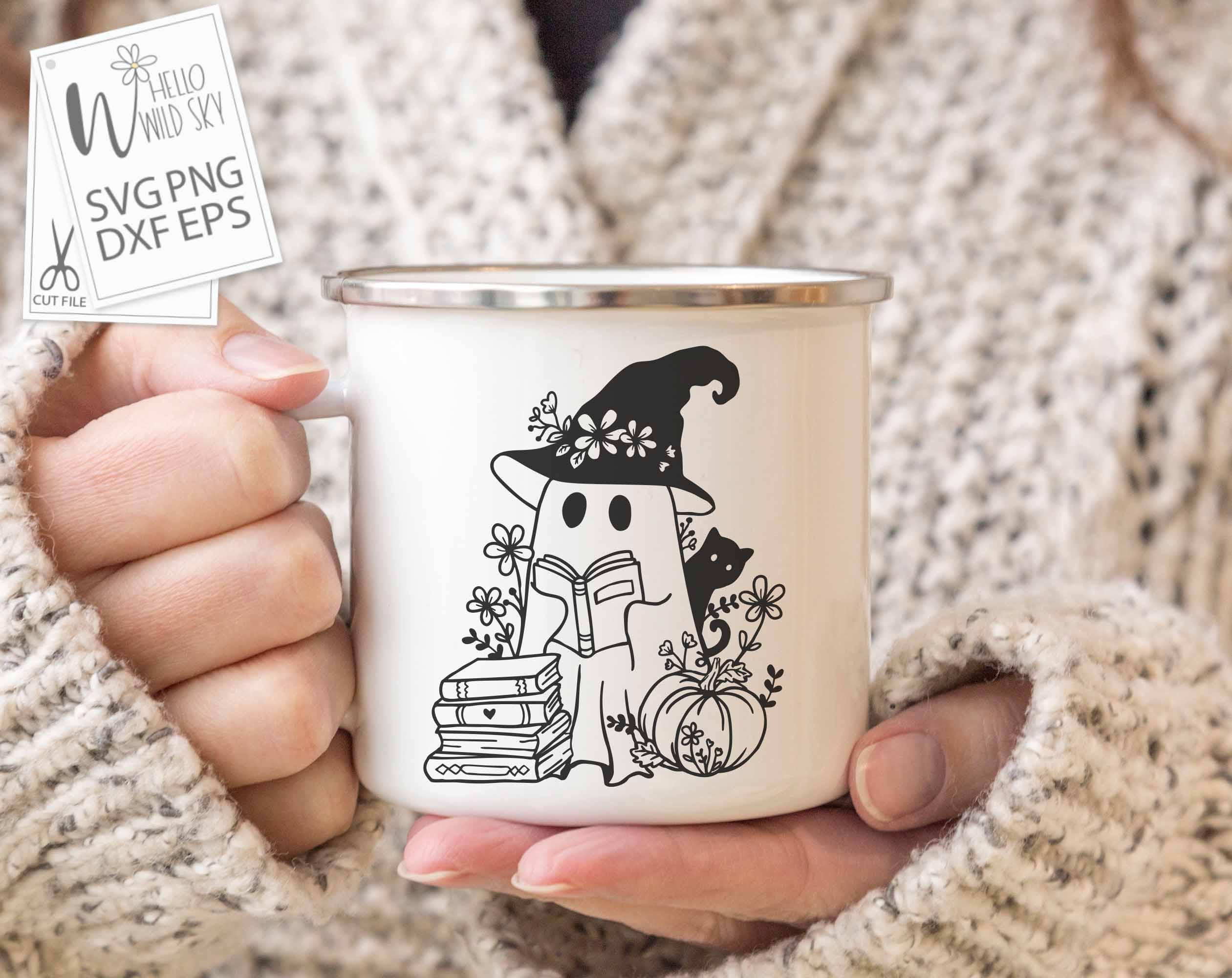 Cute Ghost Png, Ghost Reading Books, Bookish Ghost SVG, Bookish ...