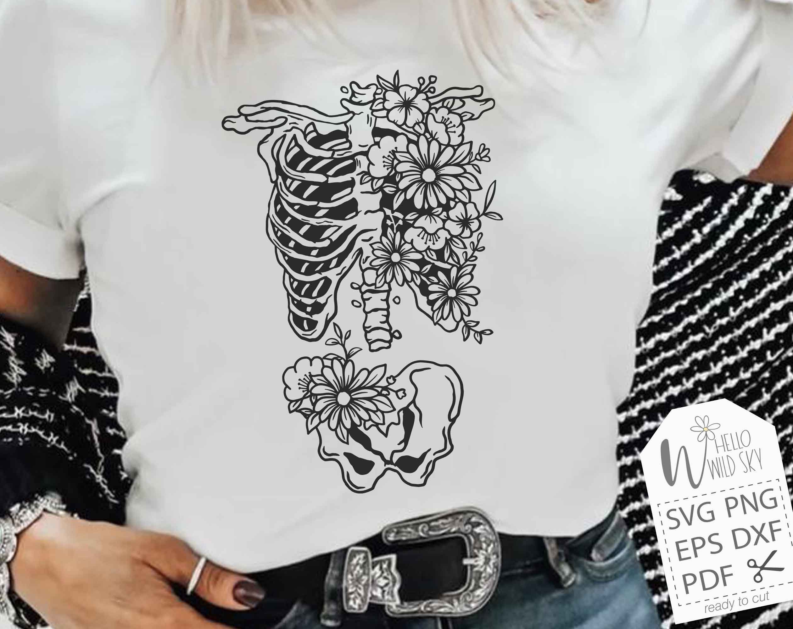 Skeleton SVG File, Floral Ribcage SVG, Ribcage Flowers Svg, Skeleton ...