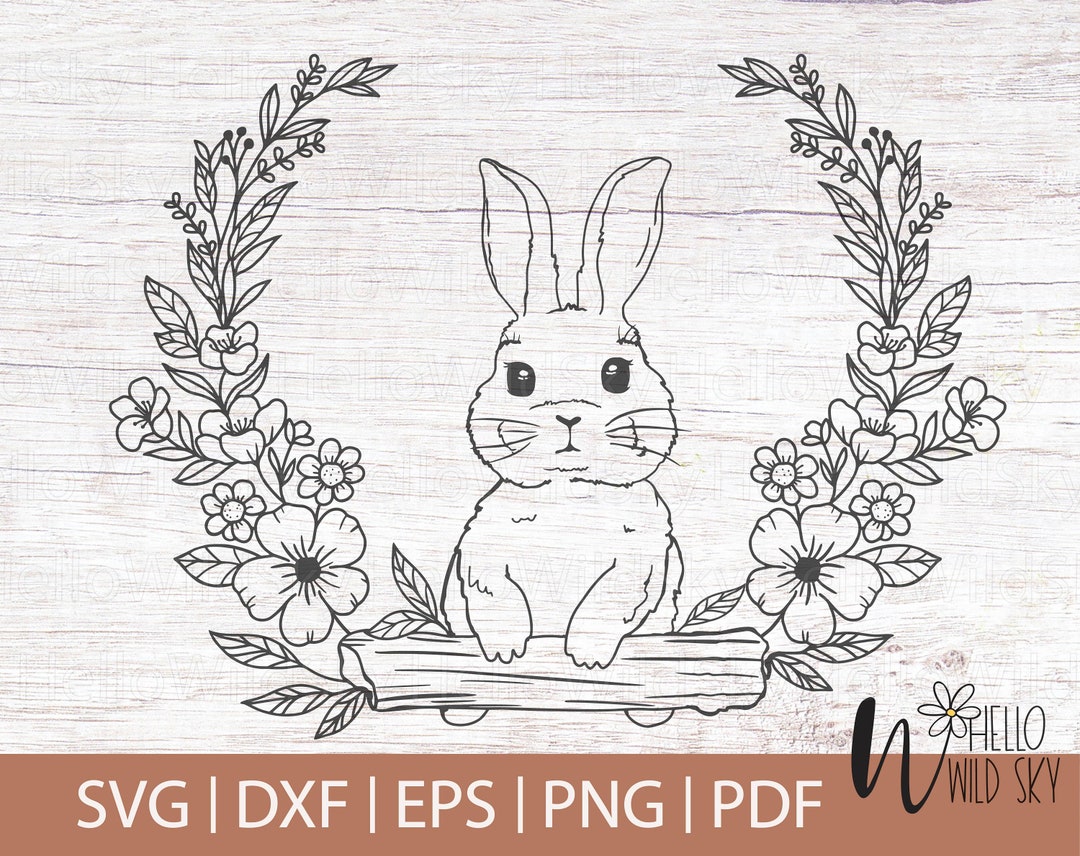 Cute Bunny With Flowers SVG File Cut File Decal Rabbit SVG - Etsy