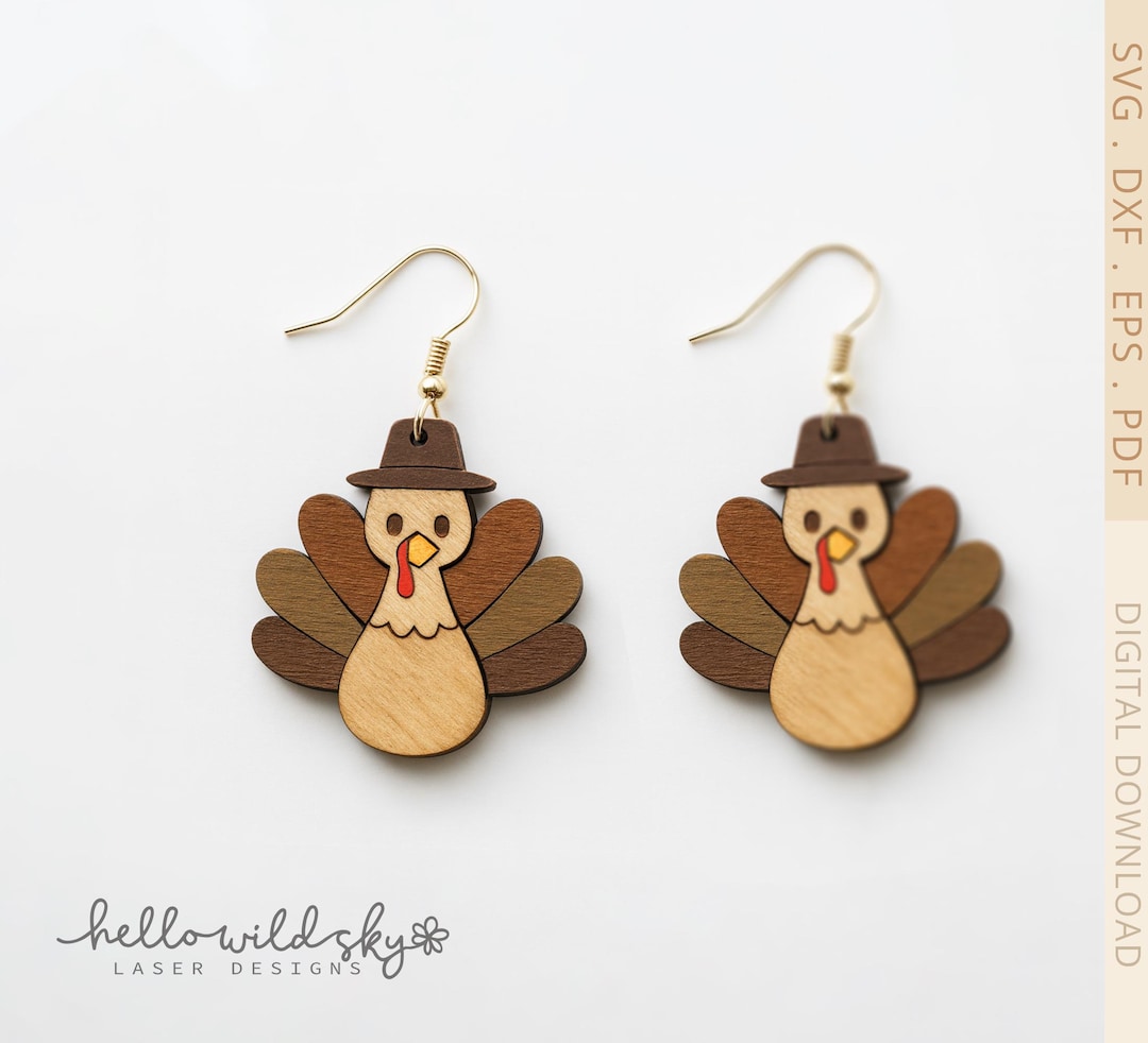 Turkey Earring SVG File, Fall Turkey Laser Earring SVG File ...