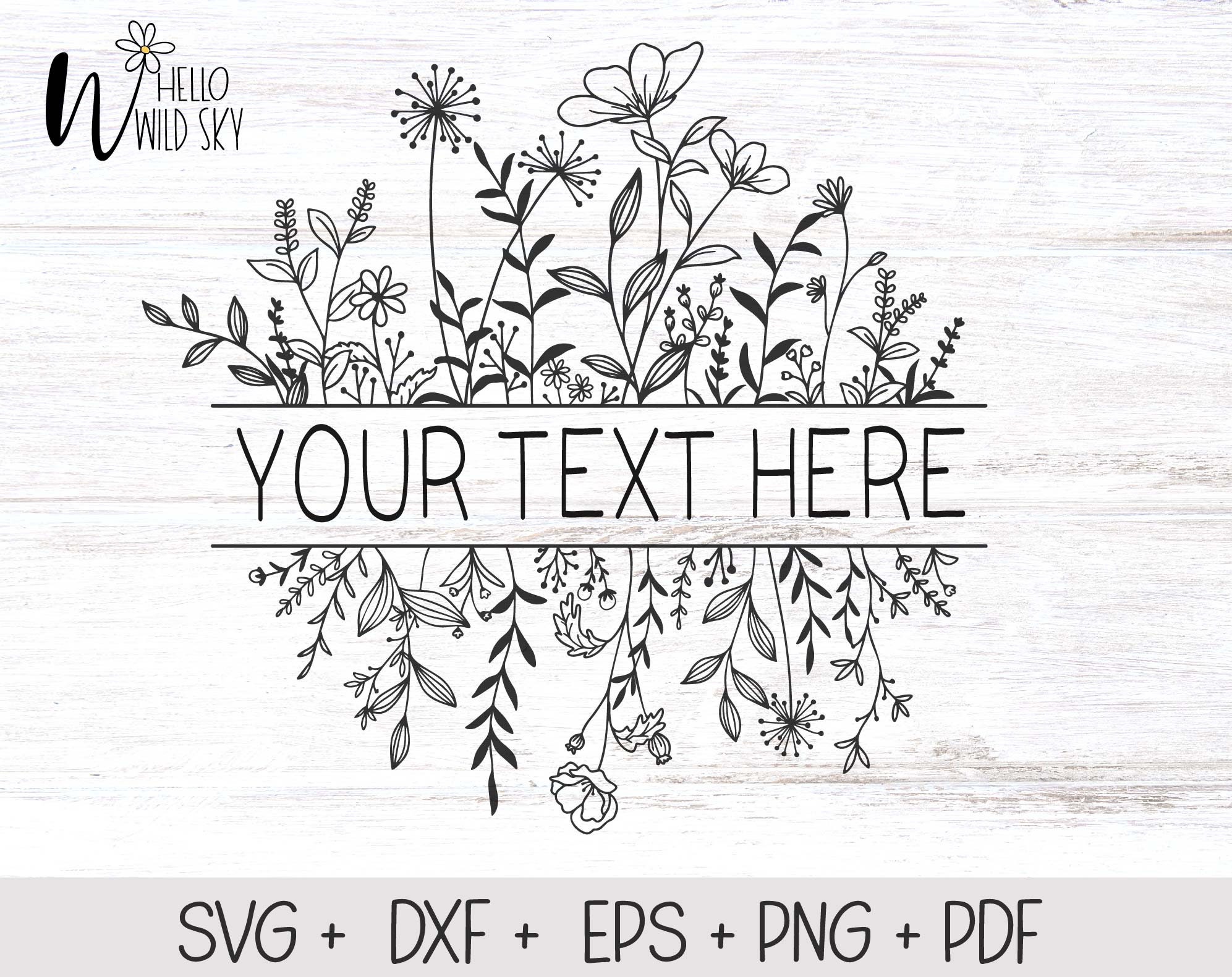 Floral Frame Svg Floral Border Svg Wildflowers Split - Etsy