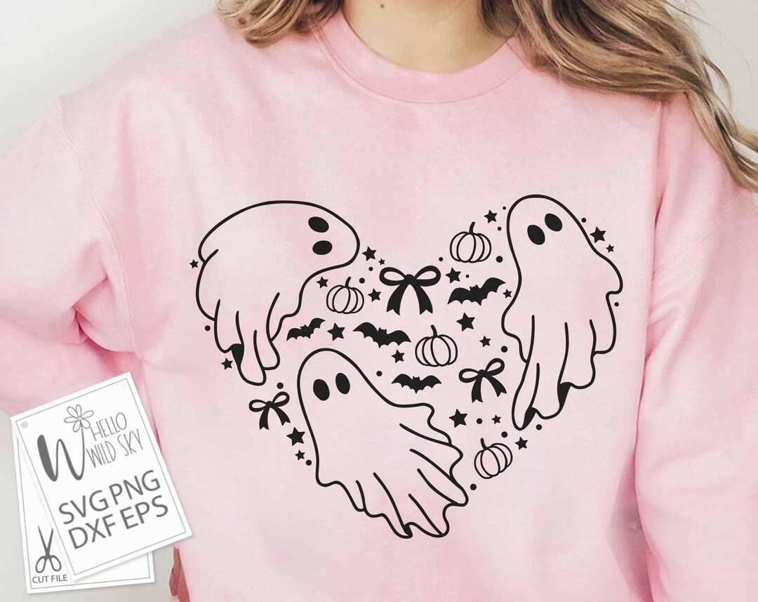 Ghost Heart SVG, Halloween Ghost Svg, Girls Halloween SVG, Kids ...
